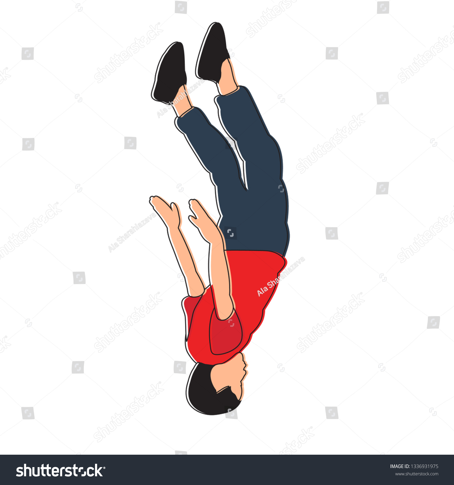 White Background Man Without Face Jumping Stock Vector (Royalty Free ...