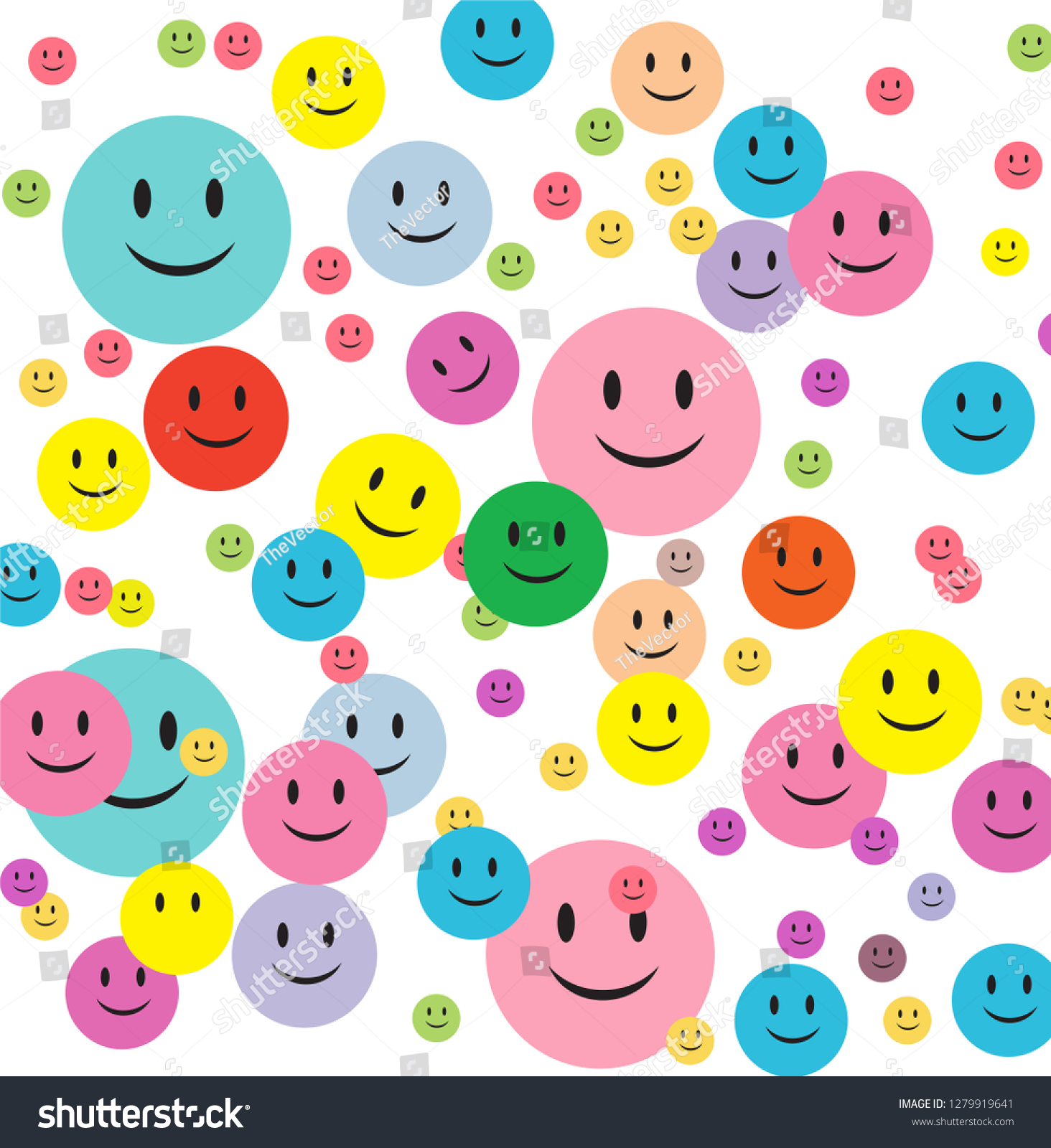 White Background Smiley Emotions Sweet Pattern Stock Vector (Royalty ...