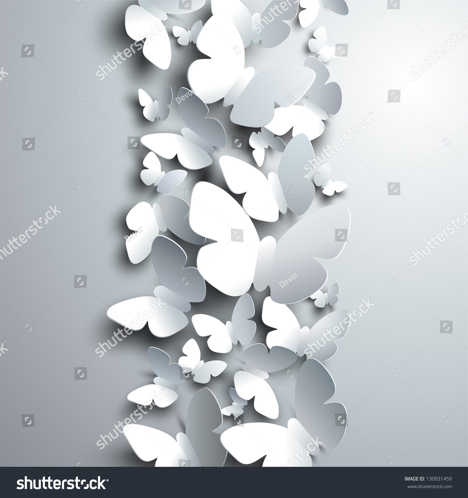 White Background Cutout Butterflies Stock Vector (Royalty Free) 130931459