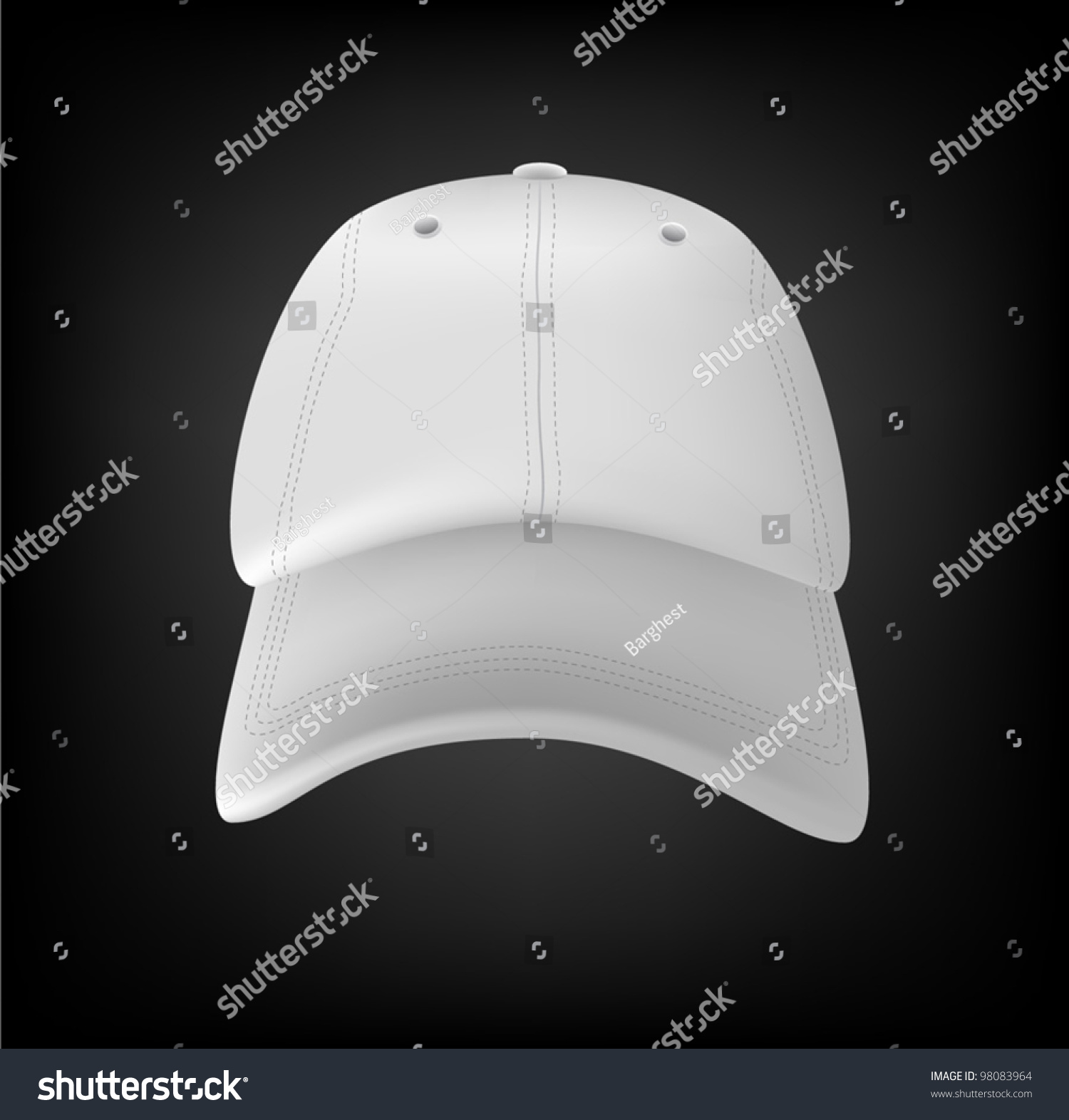 White Baseball Cap Template Isolated On Stock Vector (Royalty Free ...