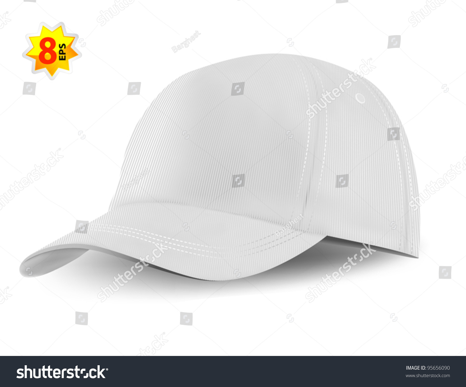 White Baseball Cap Template Mesh Gradients Stock Vector (Royalty Free ...