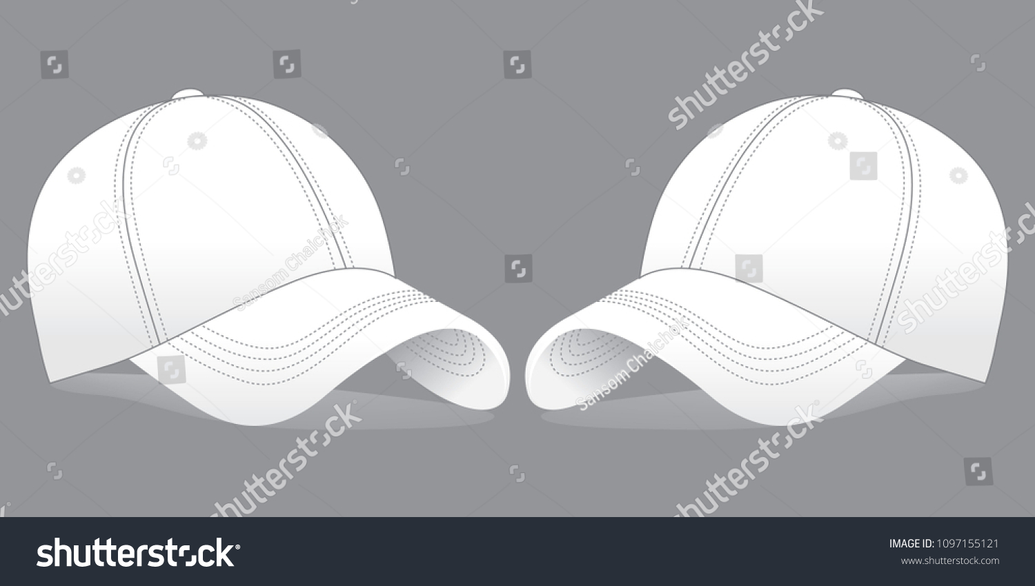 White Baseball Cap Template Vector On Stock Vector (Royalty Free ...
