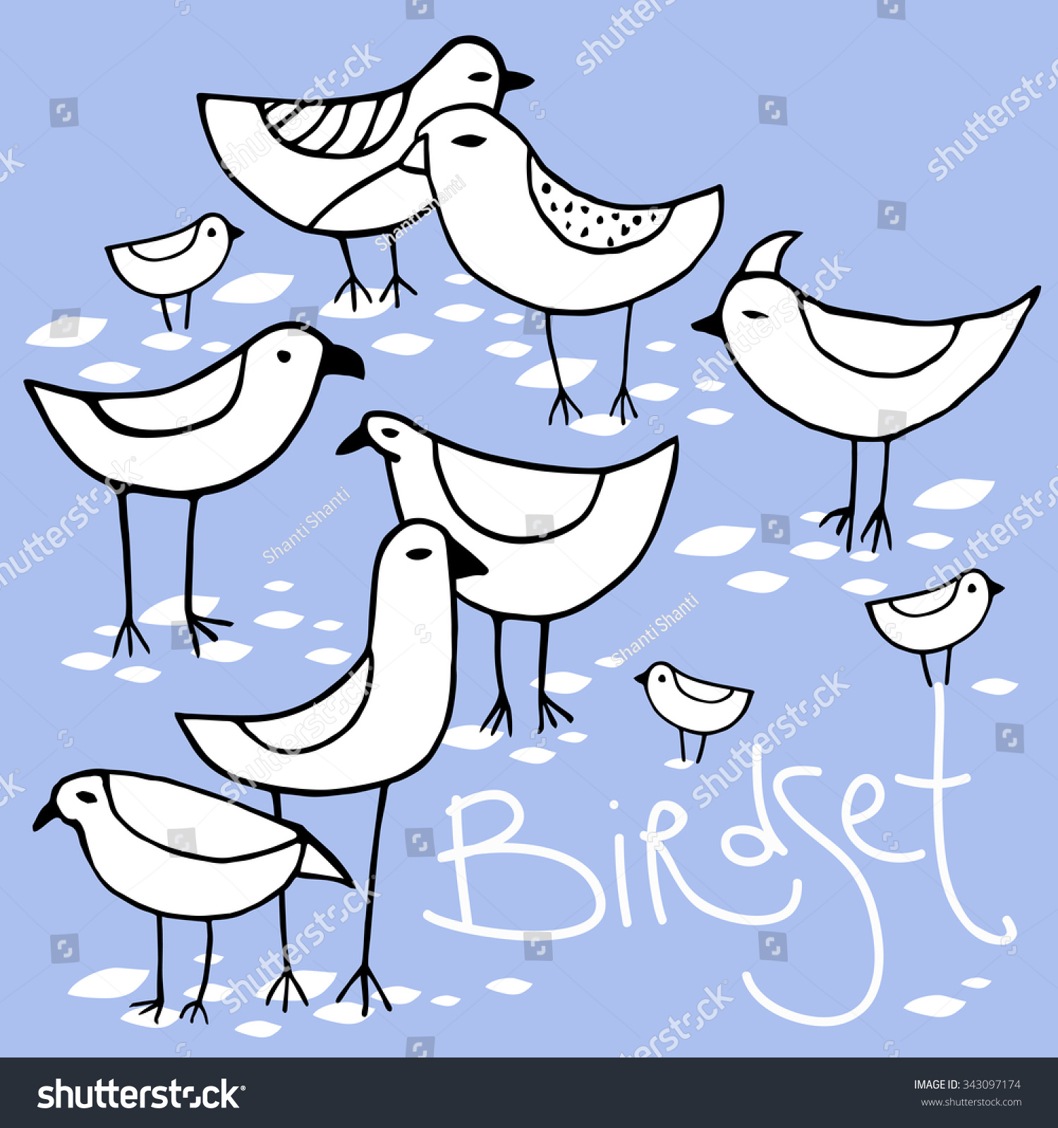 White Birds Set Vector Image Stock Vector (Royalty Free) 343097174 ...