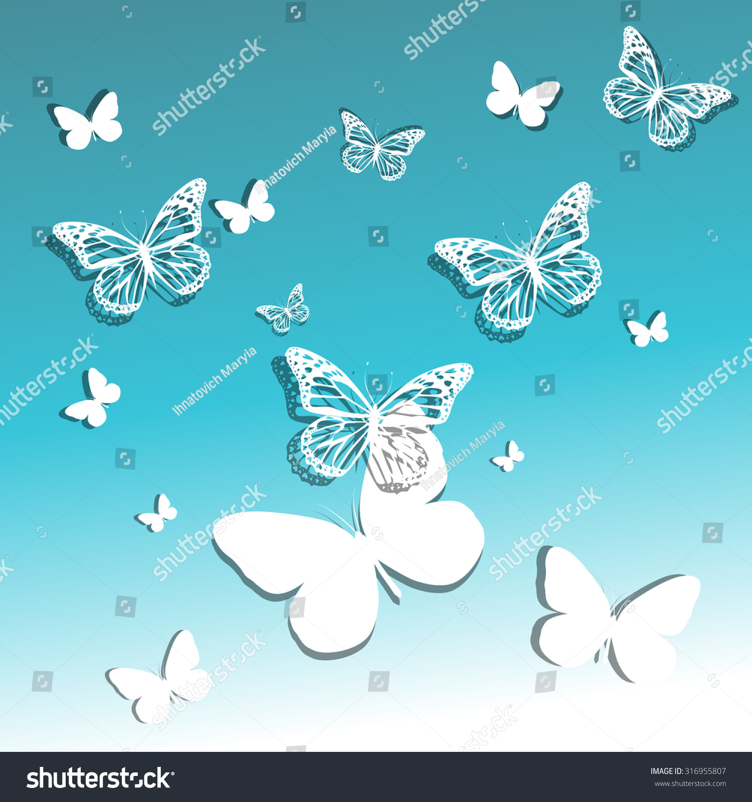 White Butterflies Flying Vector Stock Vector (Royalty Free) 316955807 ...