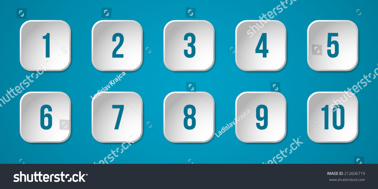 White Buttons Numbers On Blue Background Stock Vector (Royalty Free ...