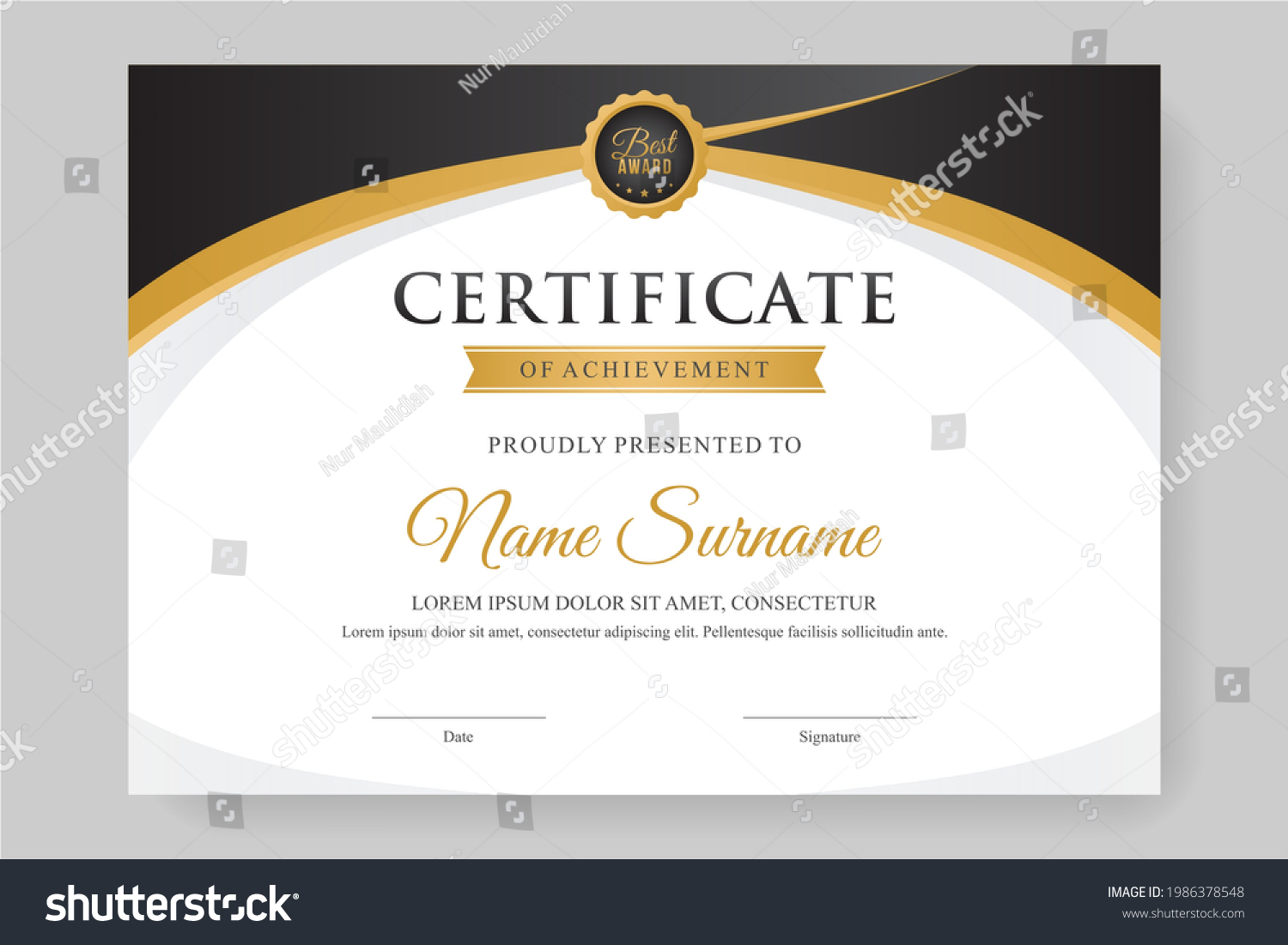 White Certificate Design Black Header Stock Vector (Royalty Free ...