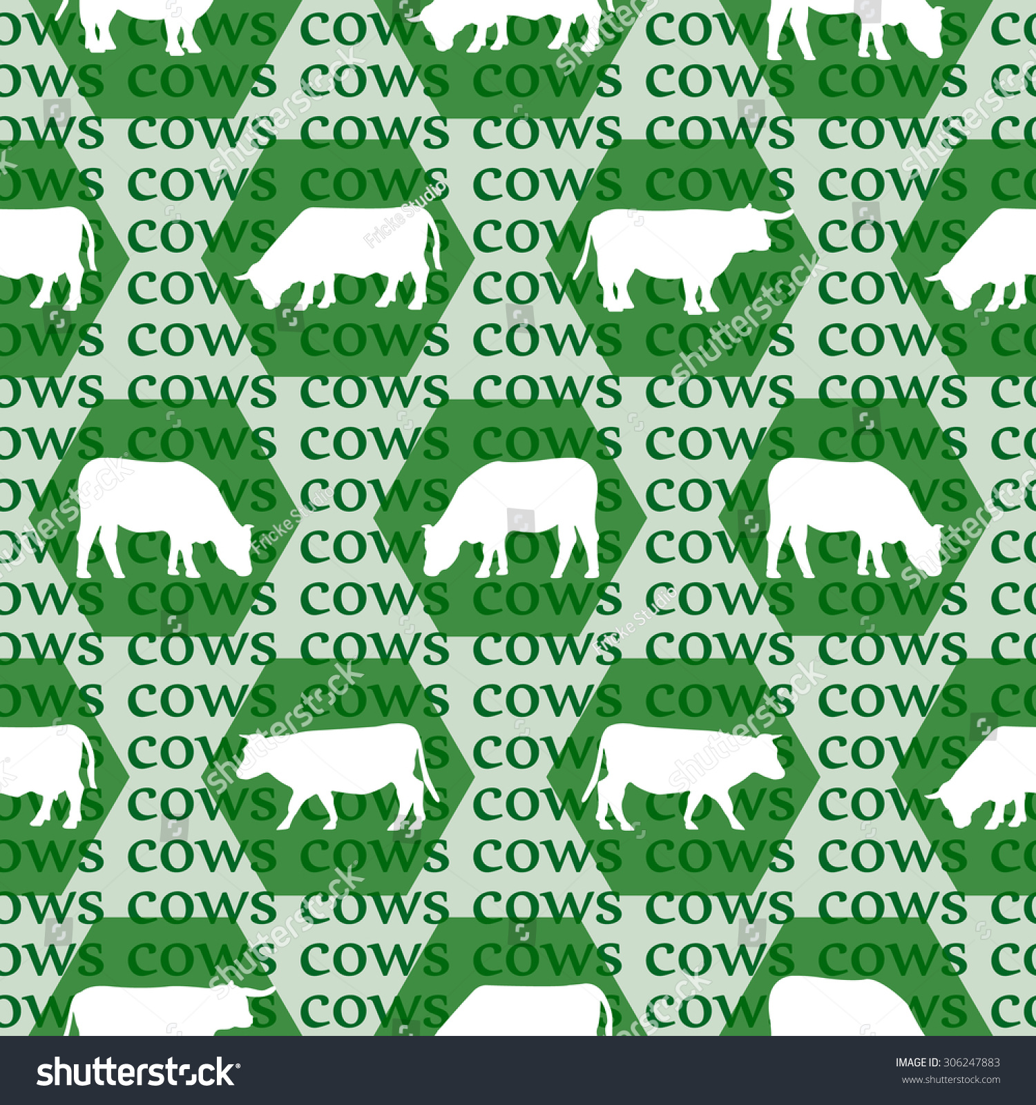 White Cows Seamless Pattern Written Cows Stock Vector (Royalty Free ...