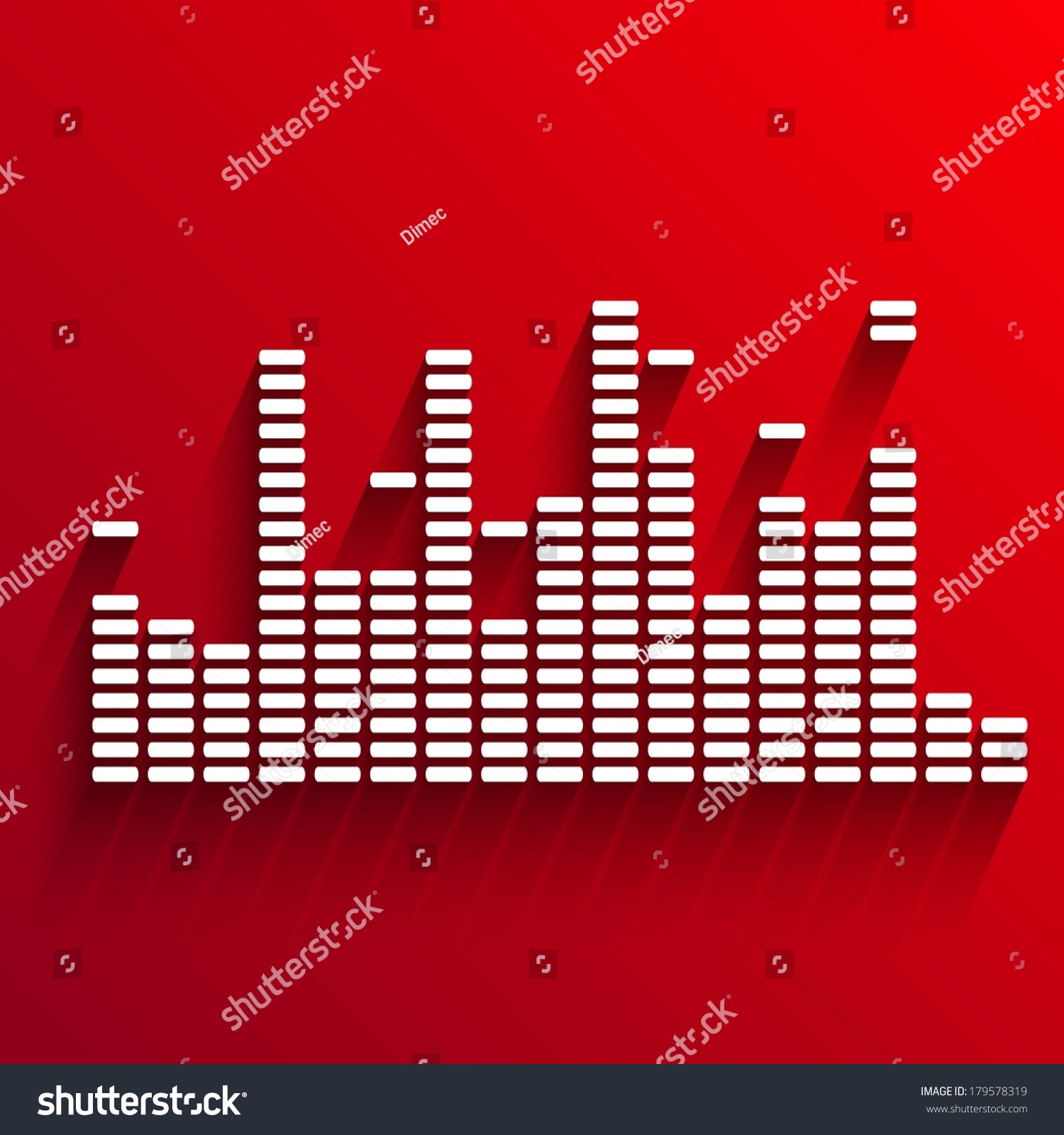 White Digital Equalizer Background On Red Stock Vector (Royalty Free ...