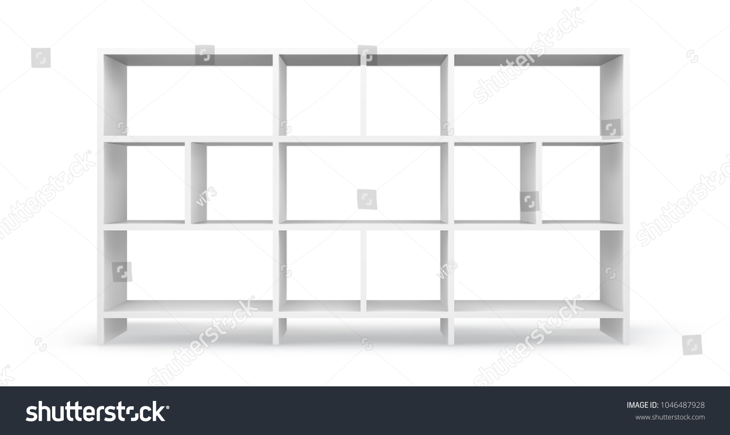 White Empty Bookcase Template Realistic Isolated Stock Vector (Royalty ...