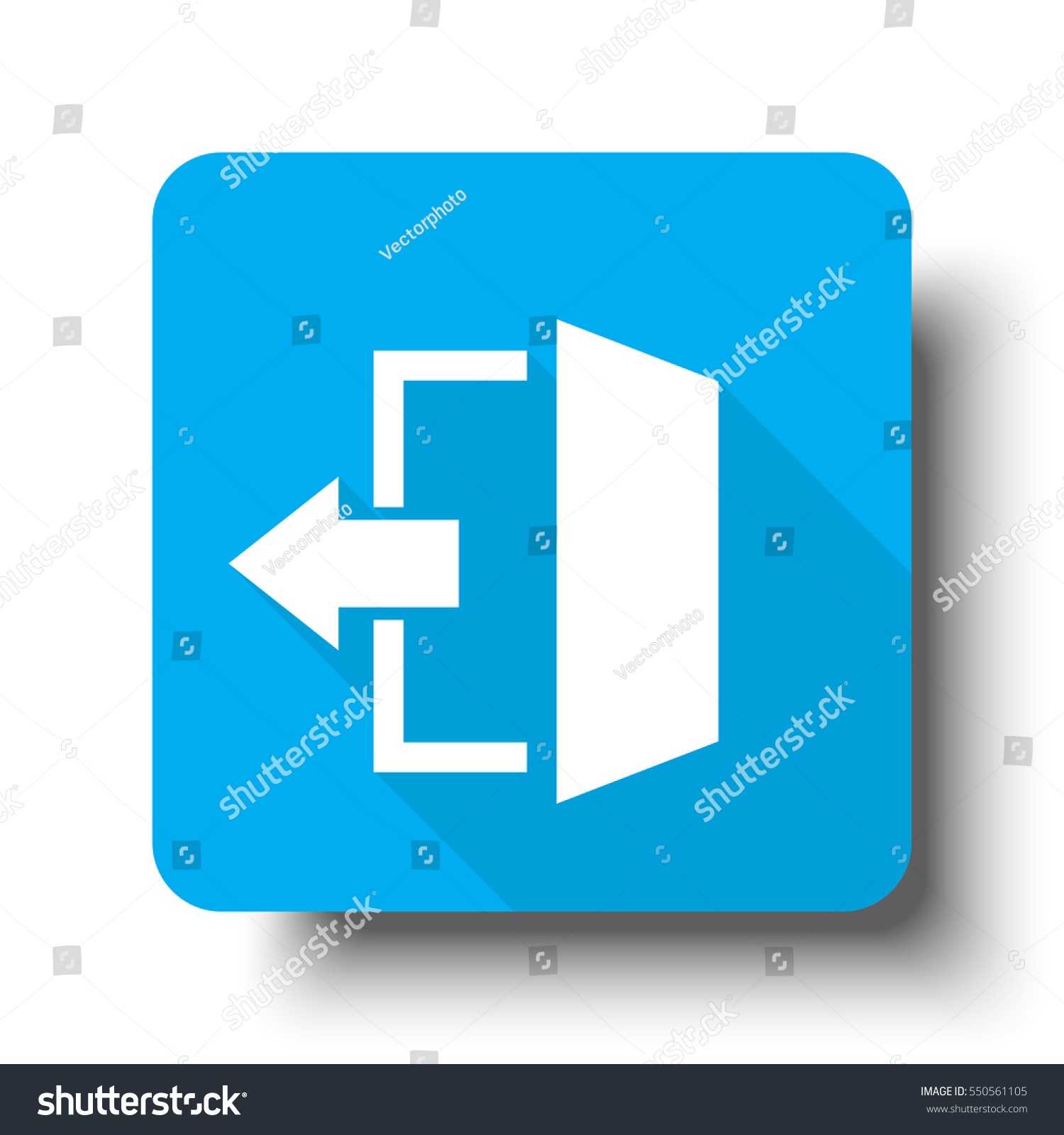 White Exit Icon On Blue Web Stock Vector 550561105 Shutterstock