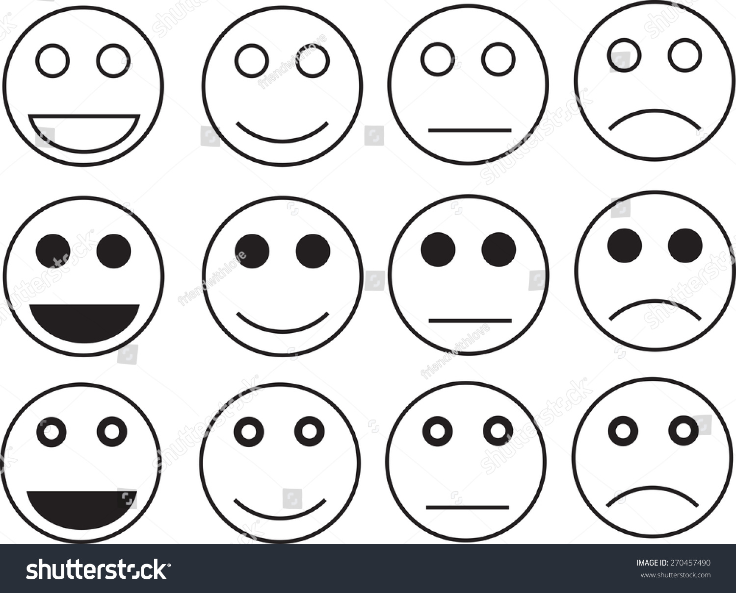 White Face Emotion Icon Stock Vector Illustration 270457490 : Shutterstock