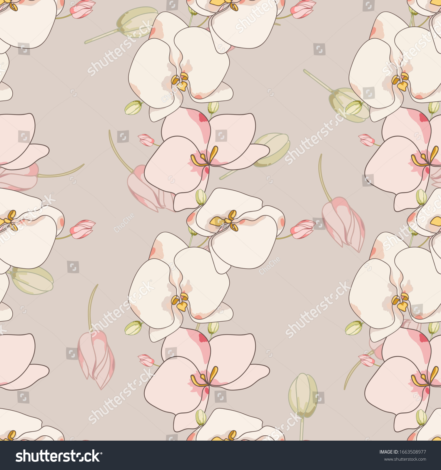 White Flower Foliage Vector Seamless Pattern Stock Vector (Royalty Free ...