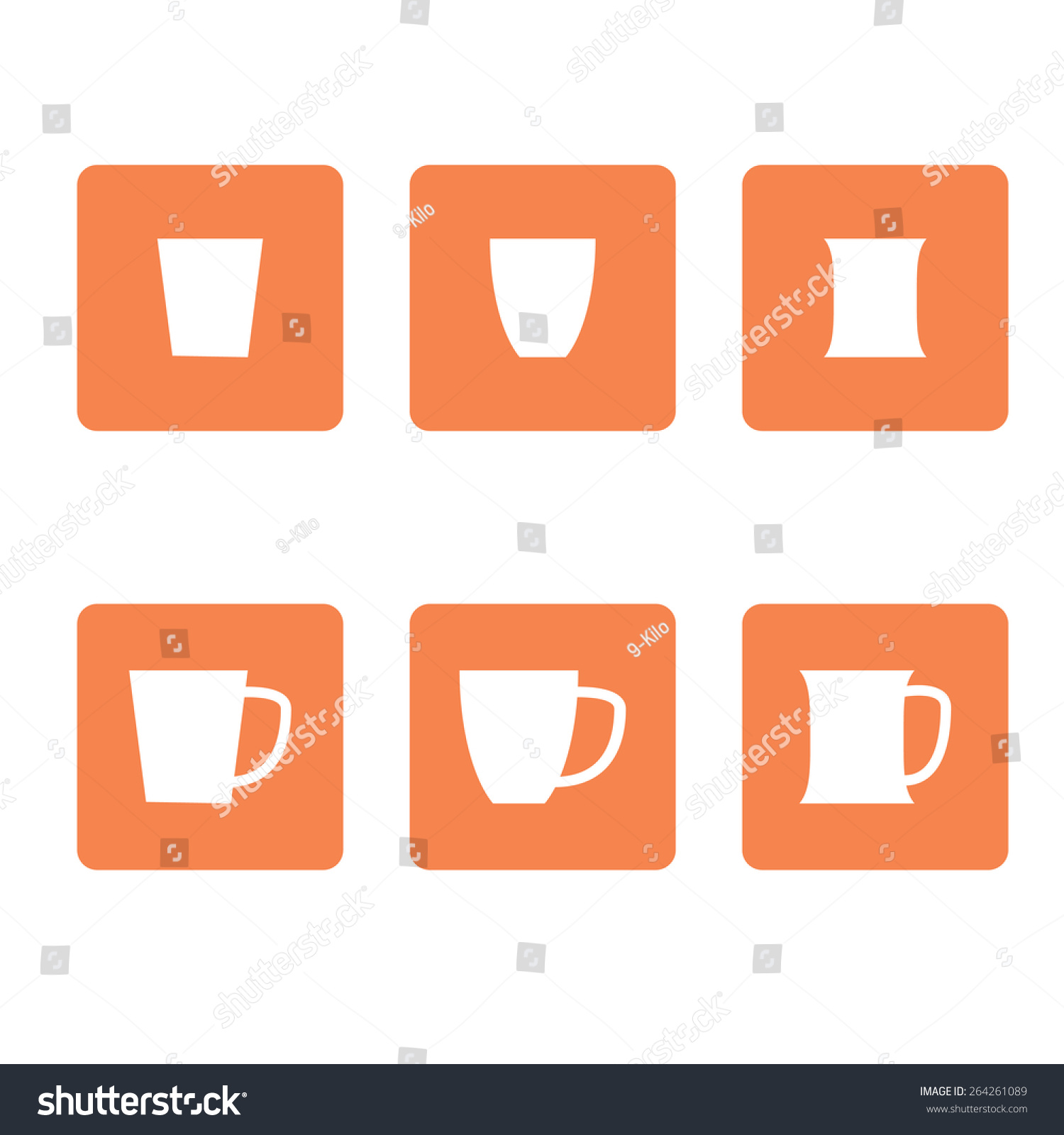 White Glass Icon Set Stock Vector (Royalty Free) 264261089
