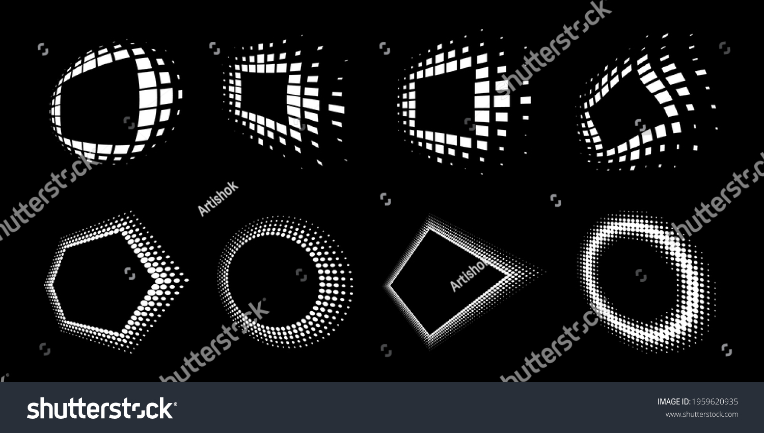 White Halftone Logo Perspective Frame Abstract: vector de stock (libre ...