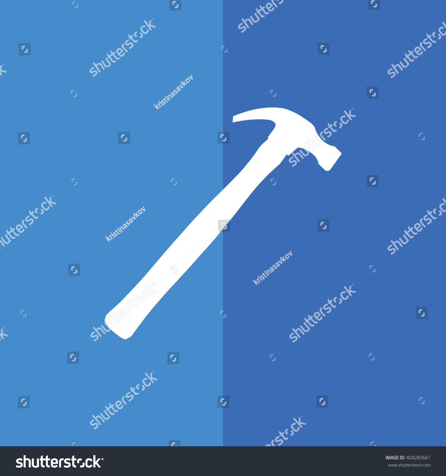 White Hammer Vector Illustration Blue Background Stock Vector (Royalty ...