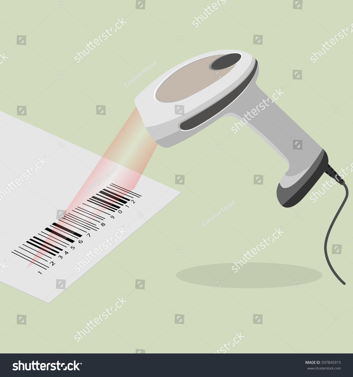 White Handheld Barcode Scanner Scanning Bar Stock Vector (Royalty Free ...
