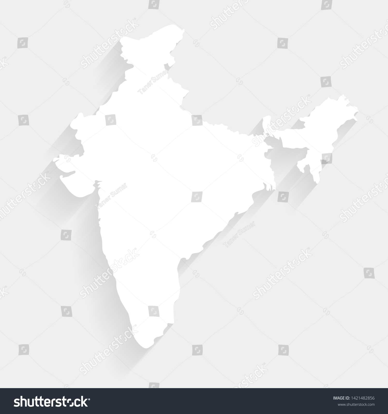 White India Map On Gray Background Stock Vector (Royalty Free) 1421482856