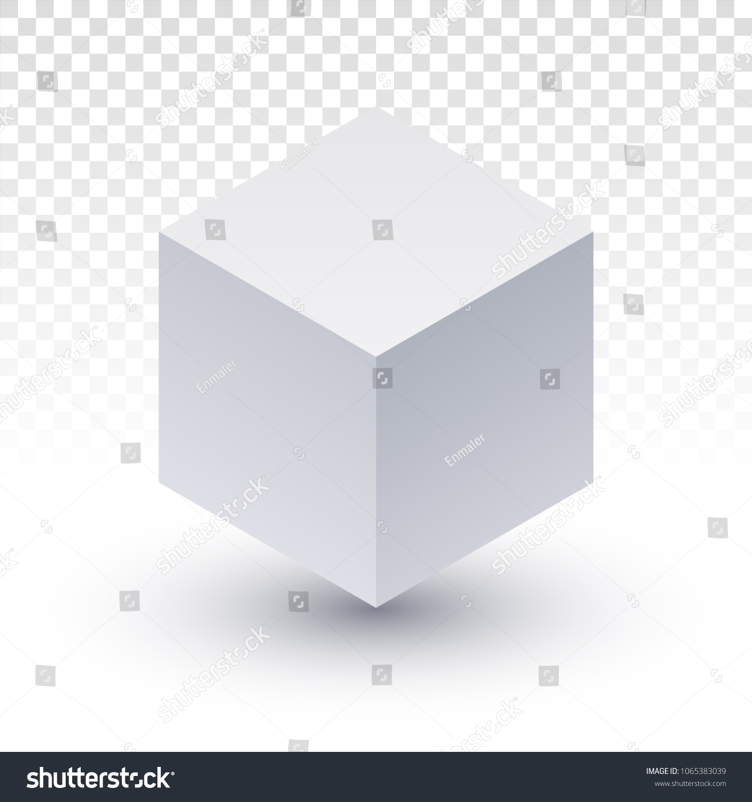 Cube géométrique blanc sur fond transparent : image vectorielle de ...
