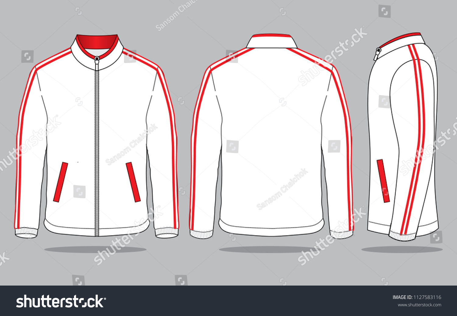 White Jacket Double Red Lines Design Stock Vector (Royalty Free ...