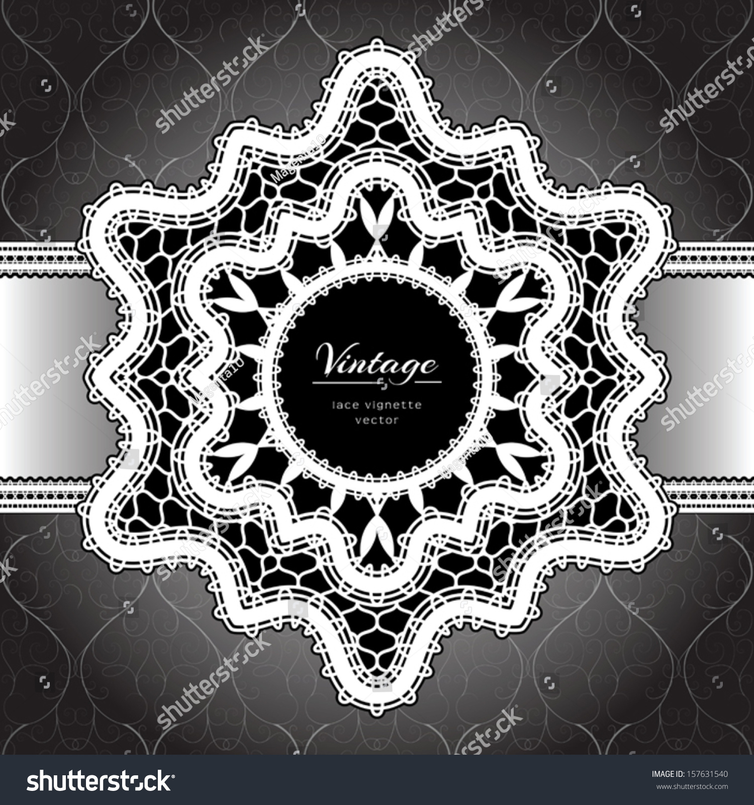 White Lace Label Round Vector Frame Stock Vector (Royalty Free ...