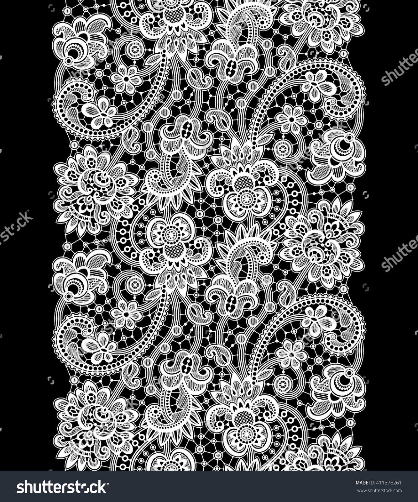 White Lace Seamless Pattern. Stock Vector Illustration 411376261 ...