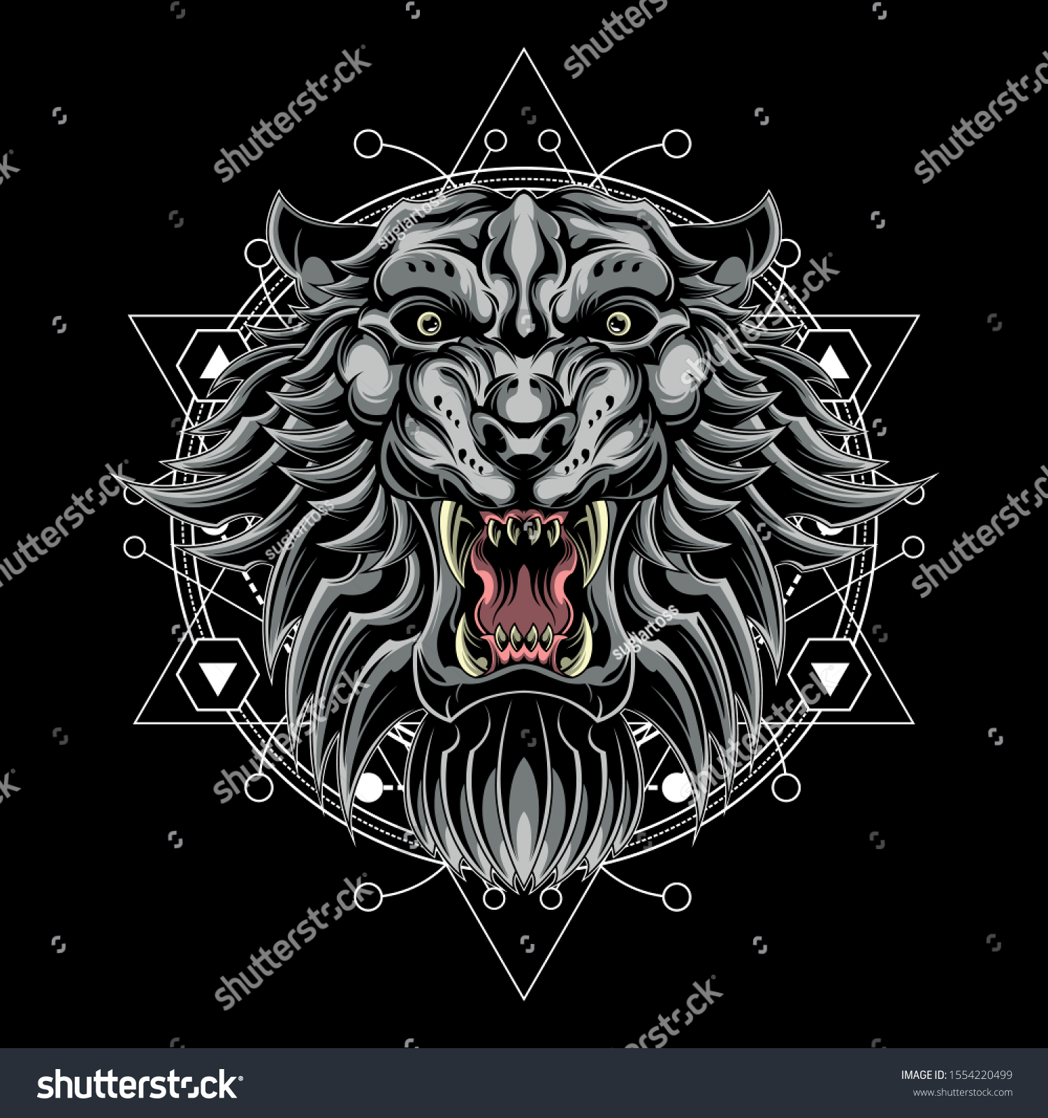 White Lion Sacred Geometry Vector: vector de stock (libre de regalías ...