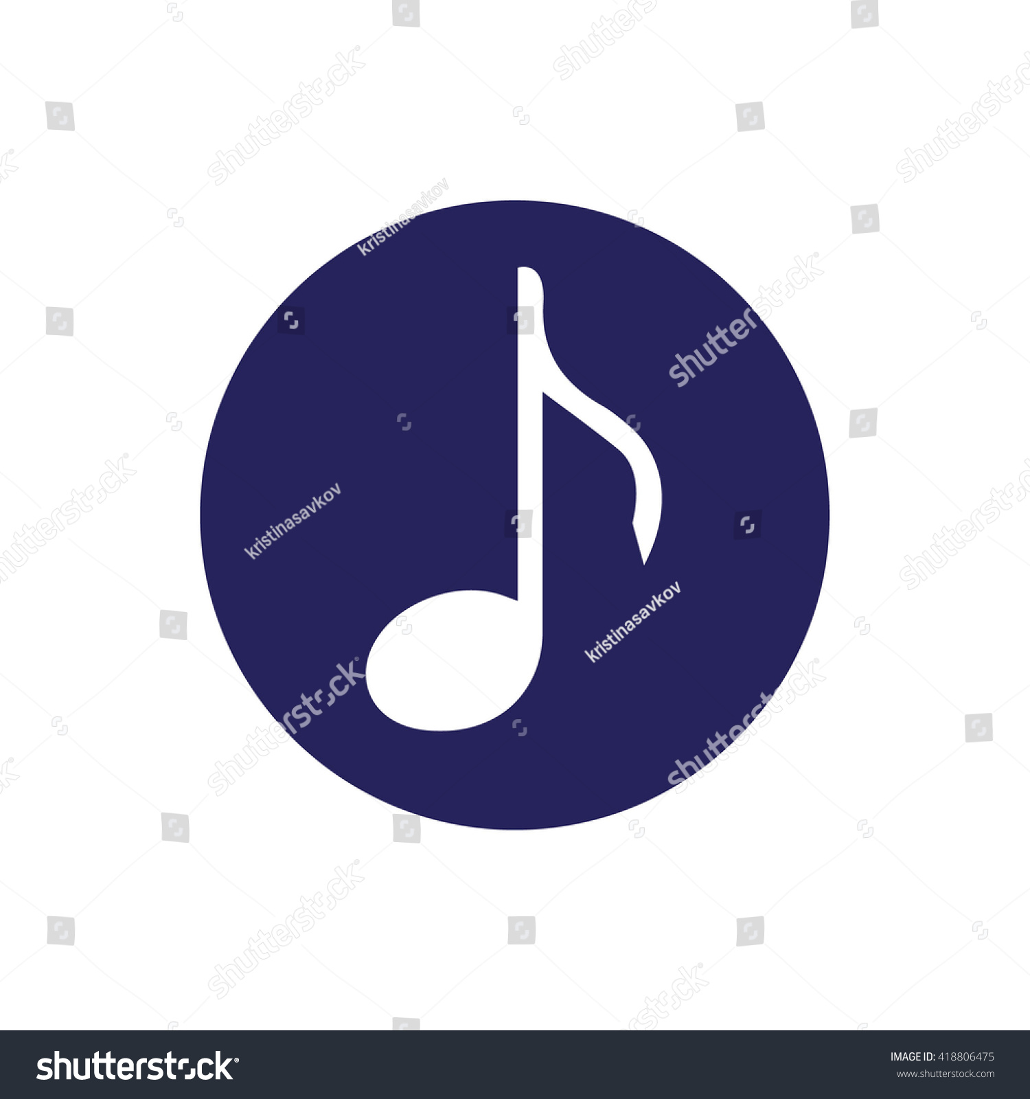 White Music Note Icon Vector Blue Stock Vector 418806475 - Shutterstock