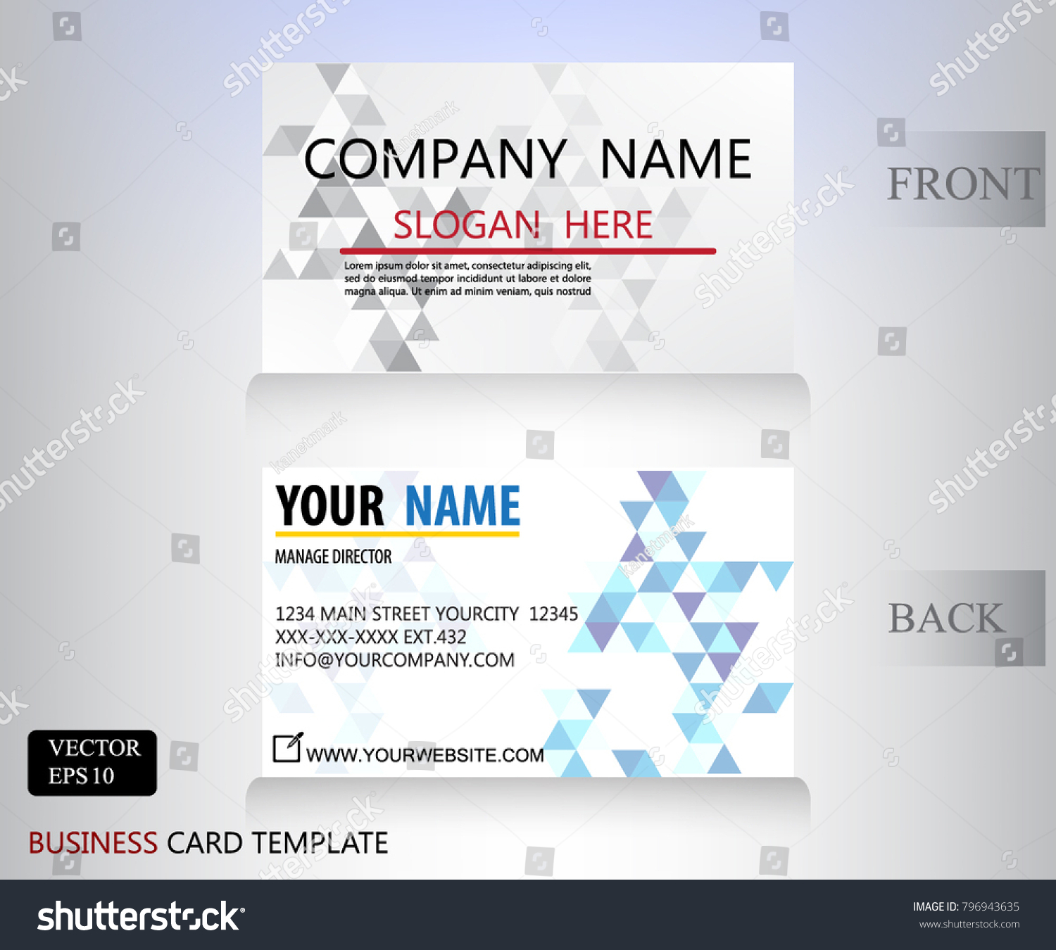 White Name Card Triangle Pixel Design Stock Vector (Royalty Free) 796943635