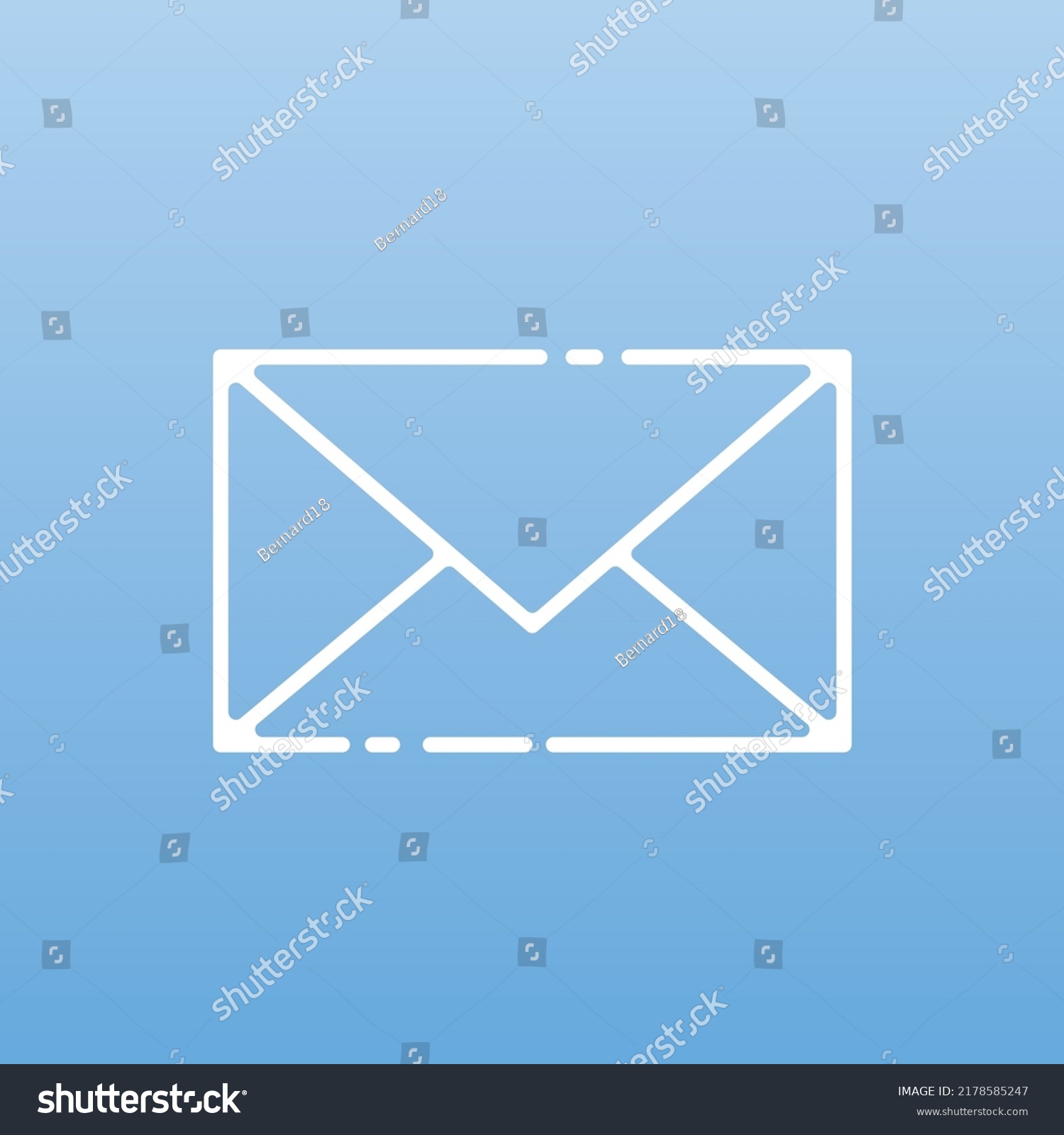 White Outline Envelope Icon Website Vector Stock Vector (Royalty Free ...