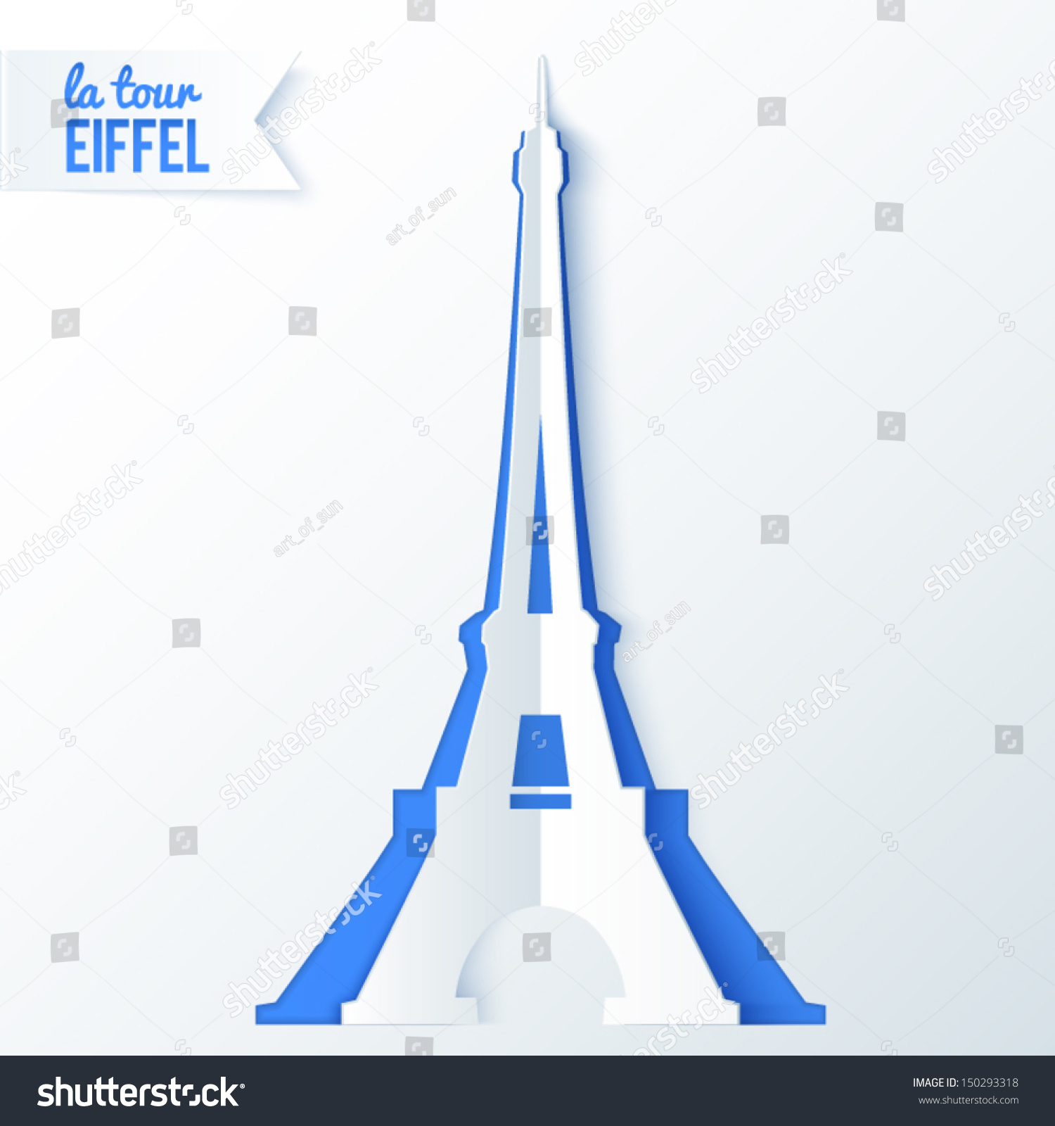 White Paper Cutout Vector Eiffel Tower Stock Vector (Royalty Free ...