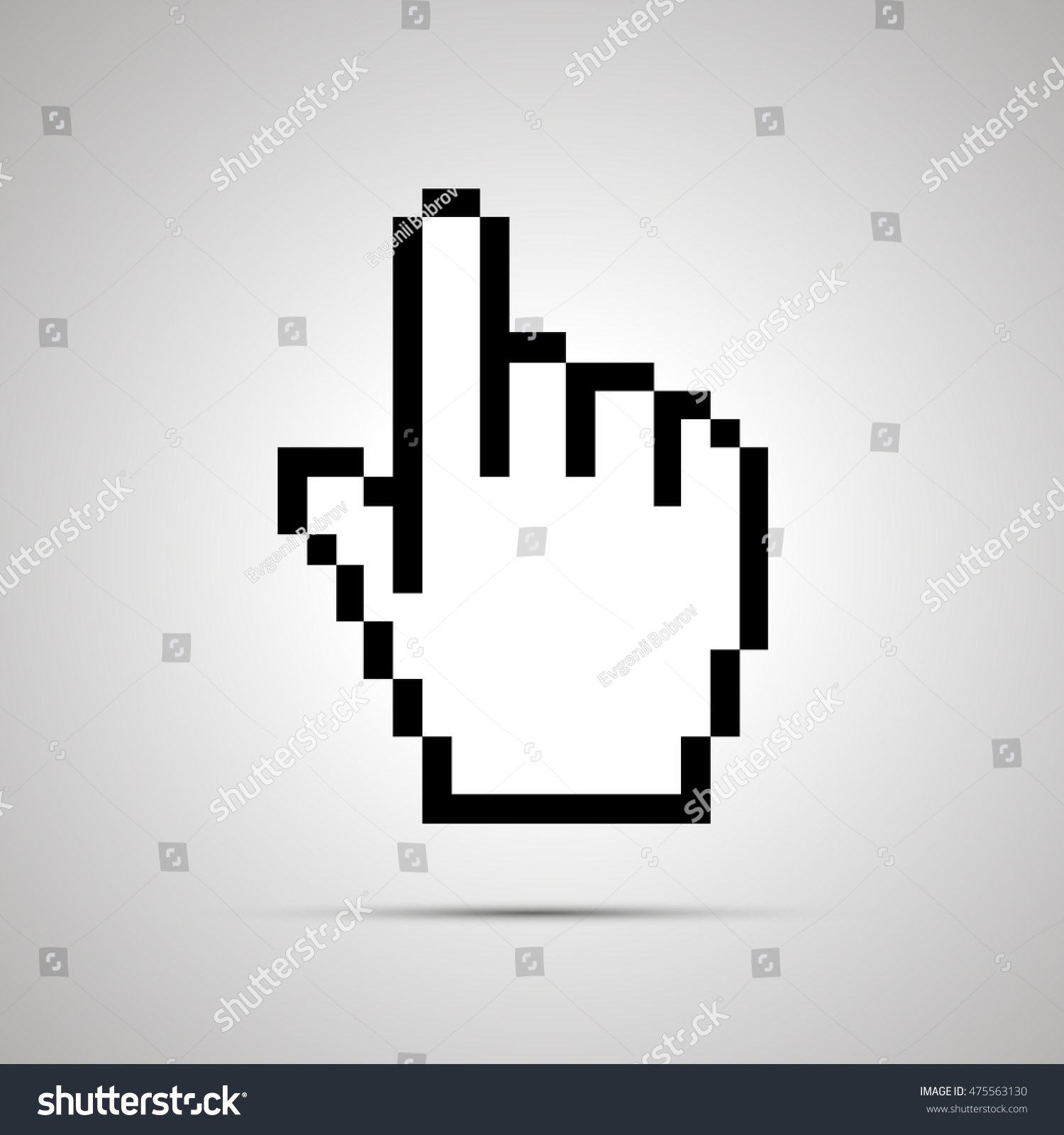 White Pixelated Computer Cursor Hand Shape Stock Vector (Royalty Free ...