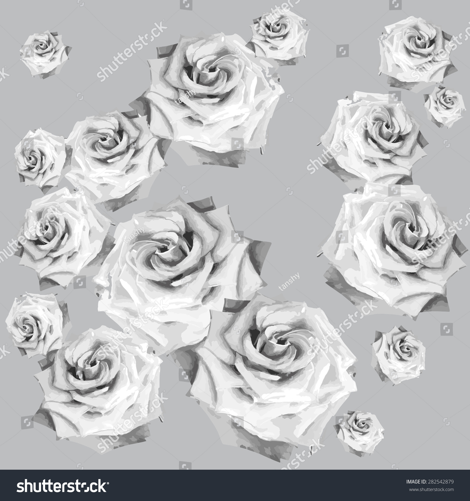 White Rose Flowers Seamless Texture Stock Vector (Royalty Free) 282542879