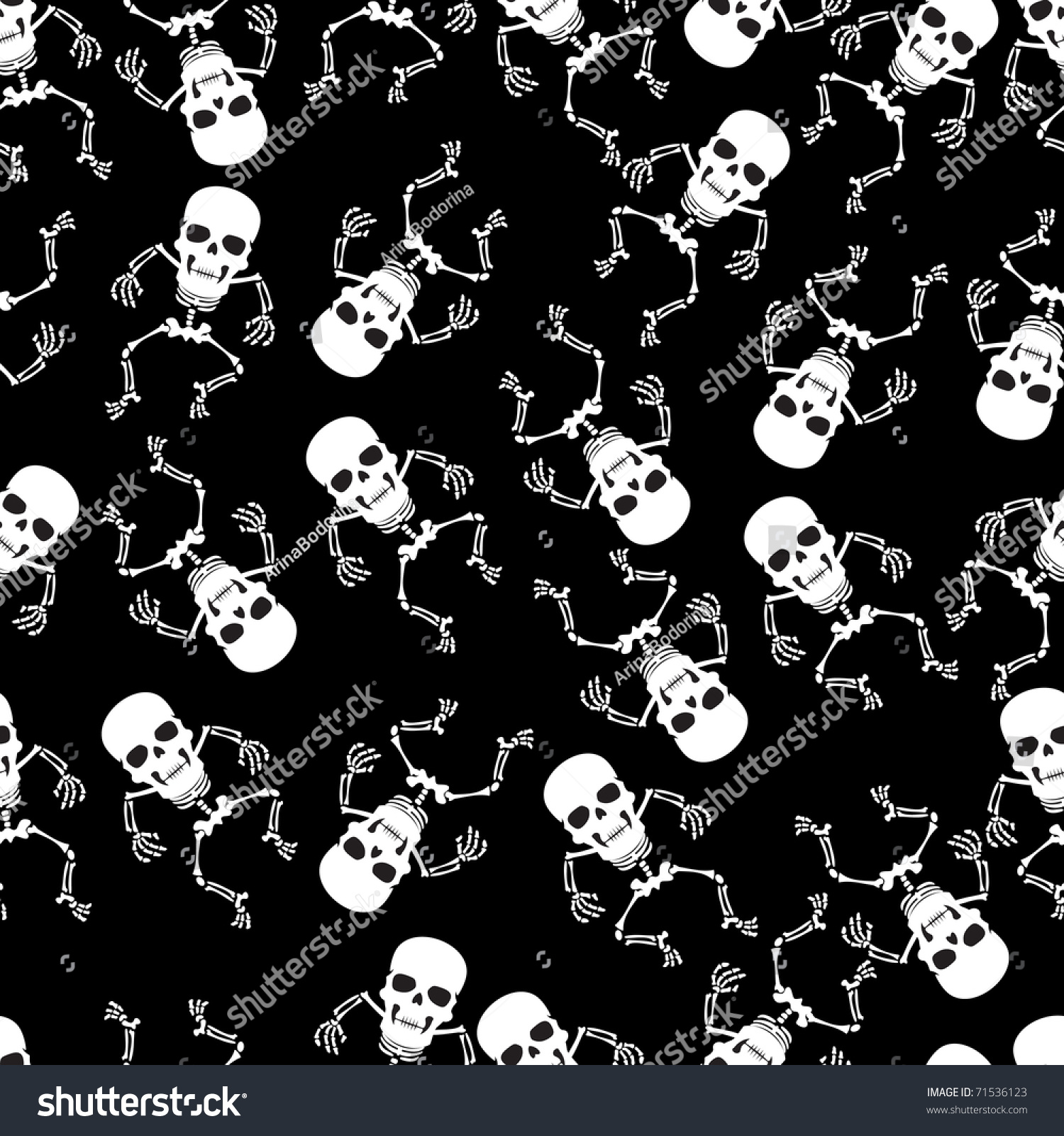 White Skeletons On Black Background Seamless Stock Vector (Royalty Free ...
