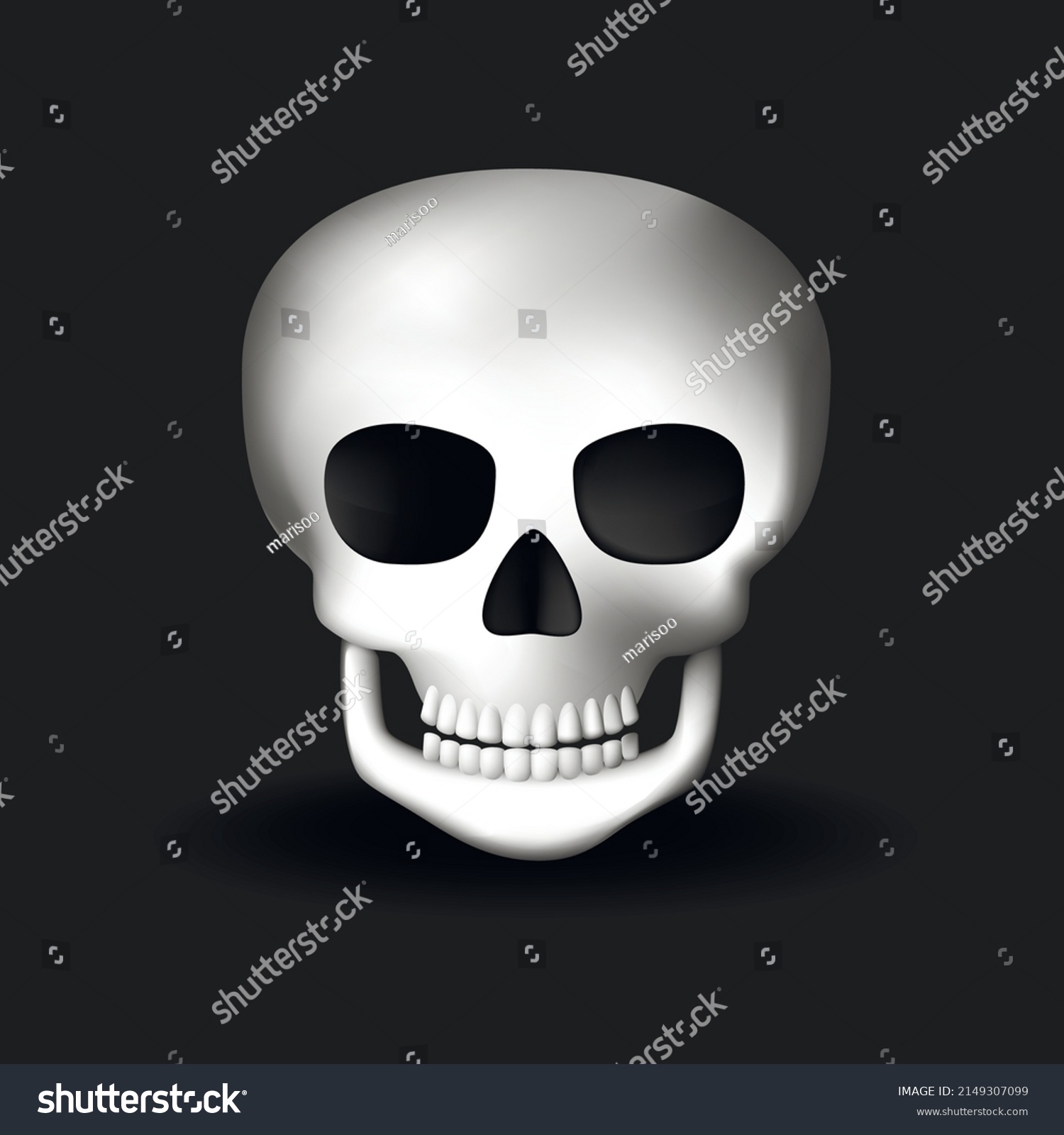 White Skull On Black Background Vector Stock Vector (Royalty Free ...
