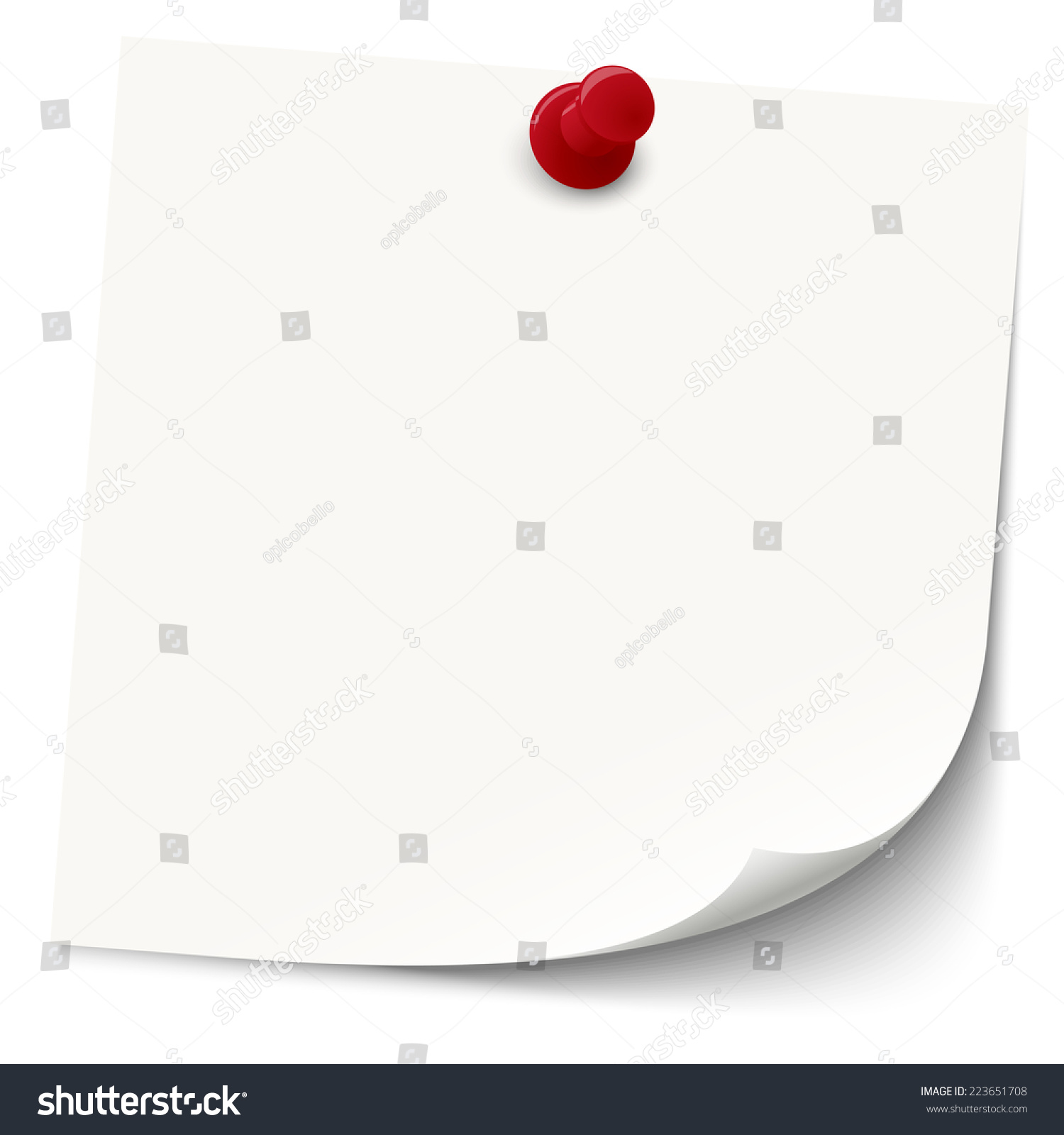 White Sticky Note Red Pin Needle Stock Vector (Royalty Free) 223651708 ...