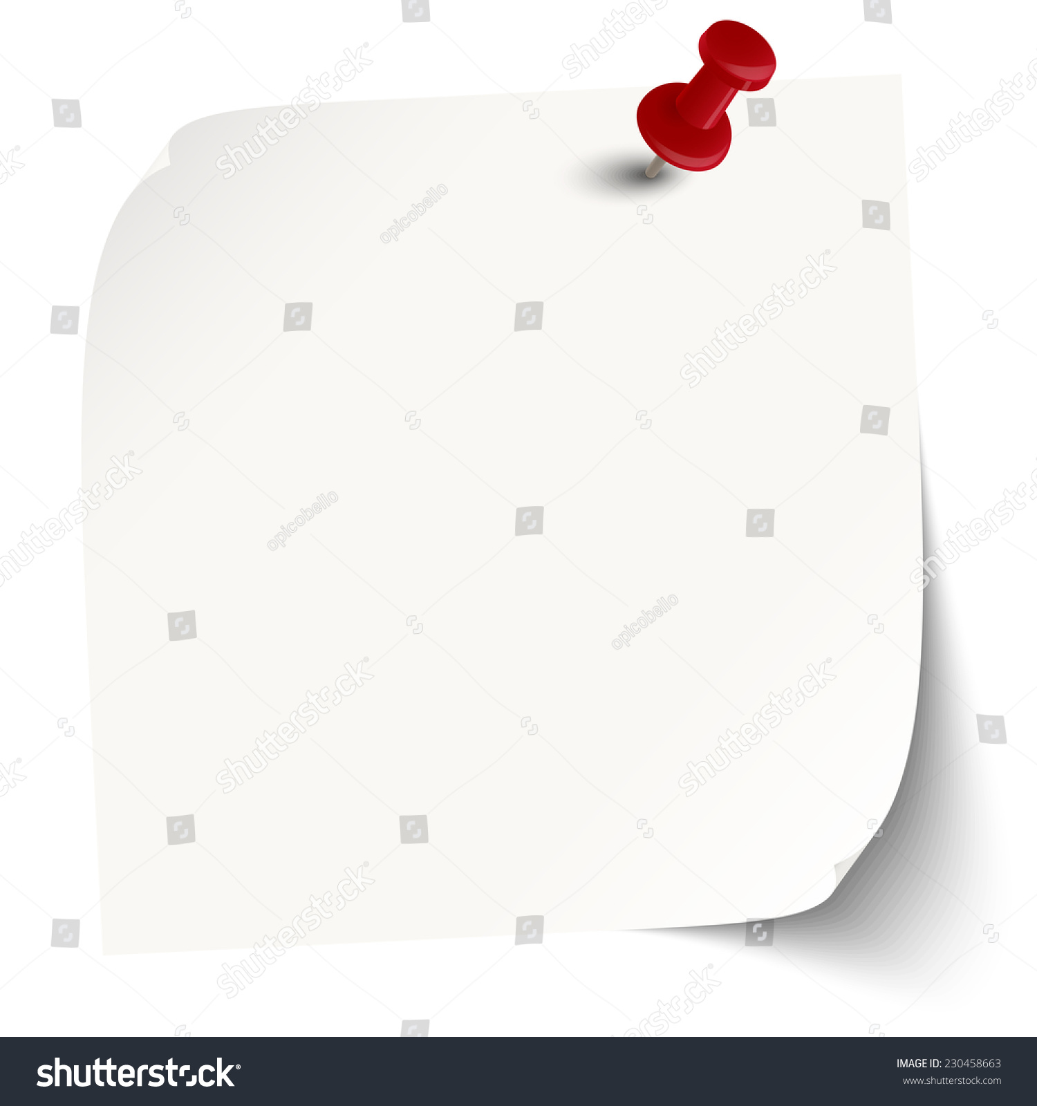 White Sticky Note Red Pin Needle Stock Vector (Royalty Free) 230458663