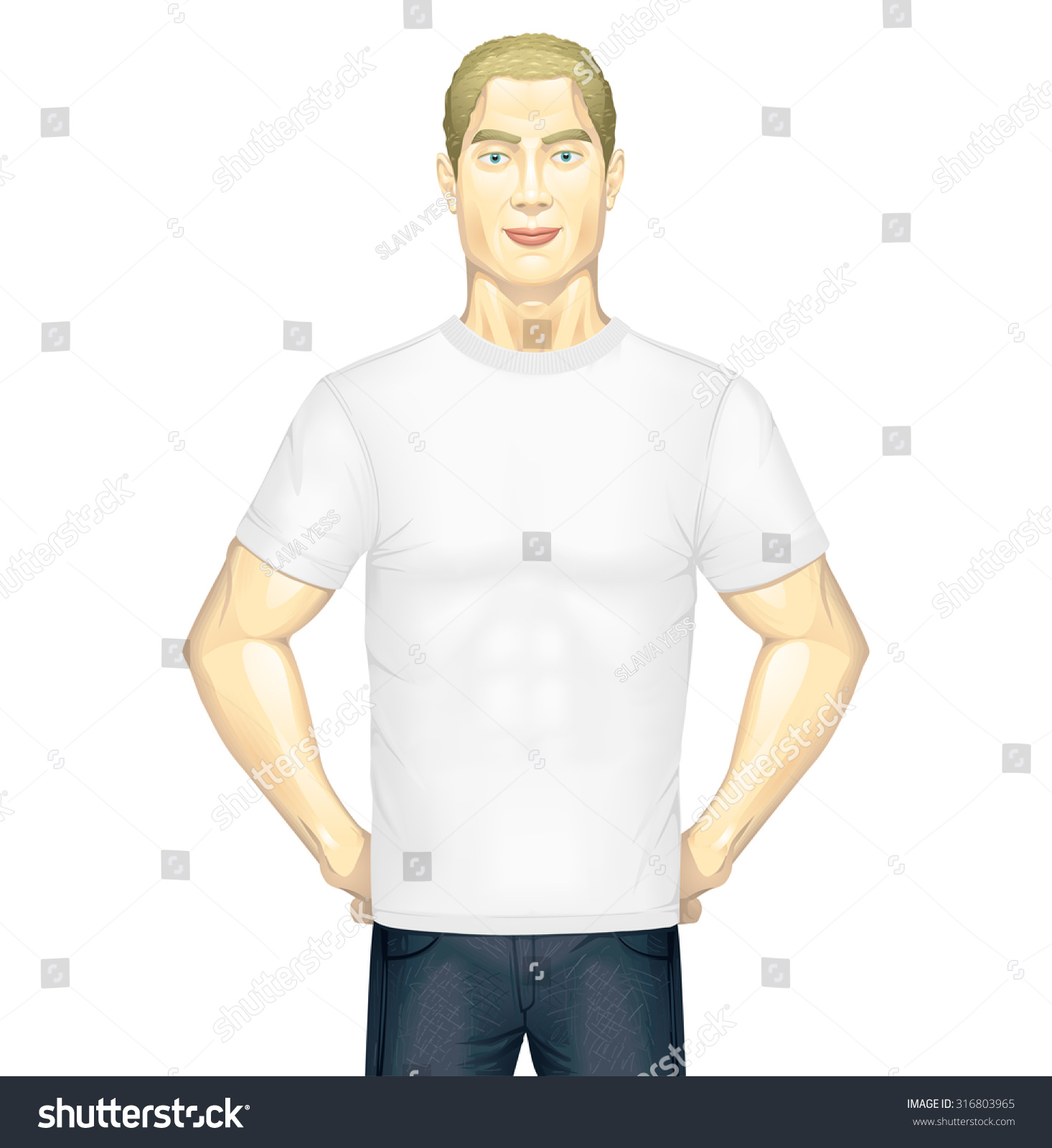 White Tshirt On Model Vector Stock Vector (Royalty Free) 316803965 ...