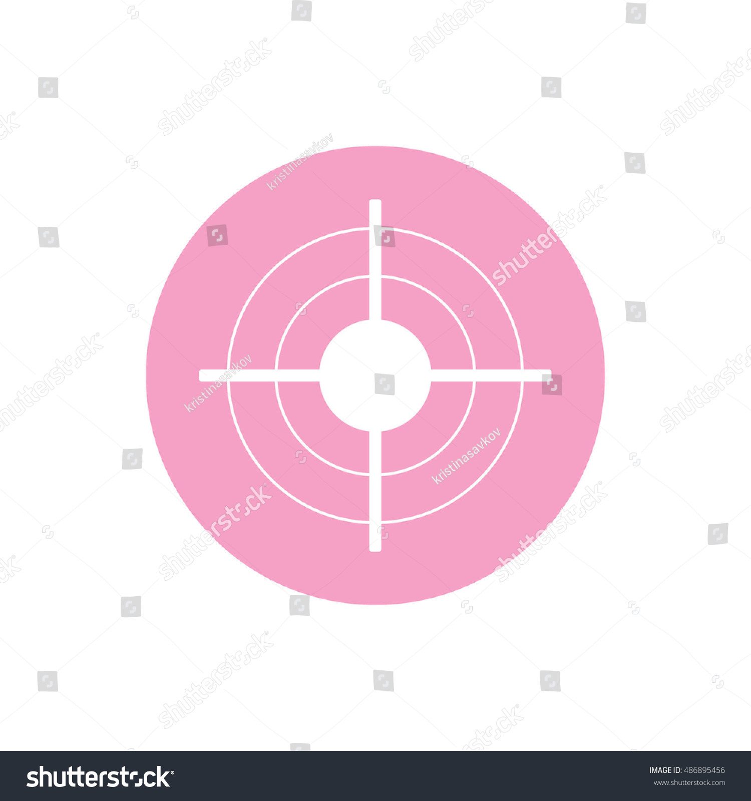 White Target Icon Vector Pink Circle Stock Vector (Royalty Free) 486895456