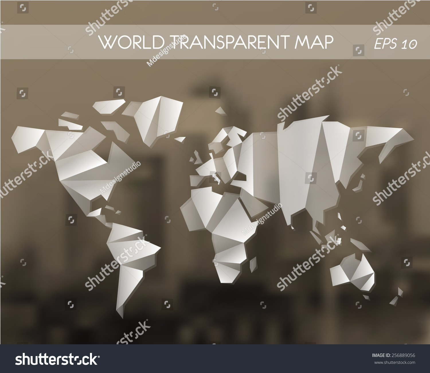 White Transparent World Map World Map Stock Vector (Royalty Free) 256889056