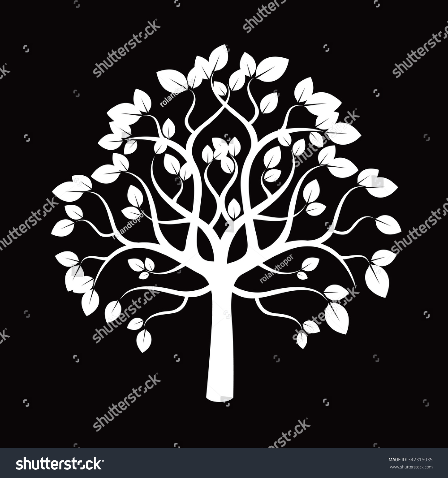White Tree Vector Illustration Stock Vector (Royalty Free) 342315035