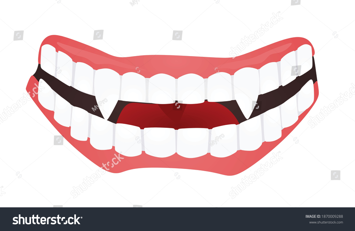 White Vampire Teeth Isolated Vector Illustration Stock Vector (Royalty ...