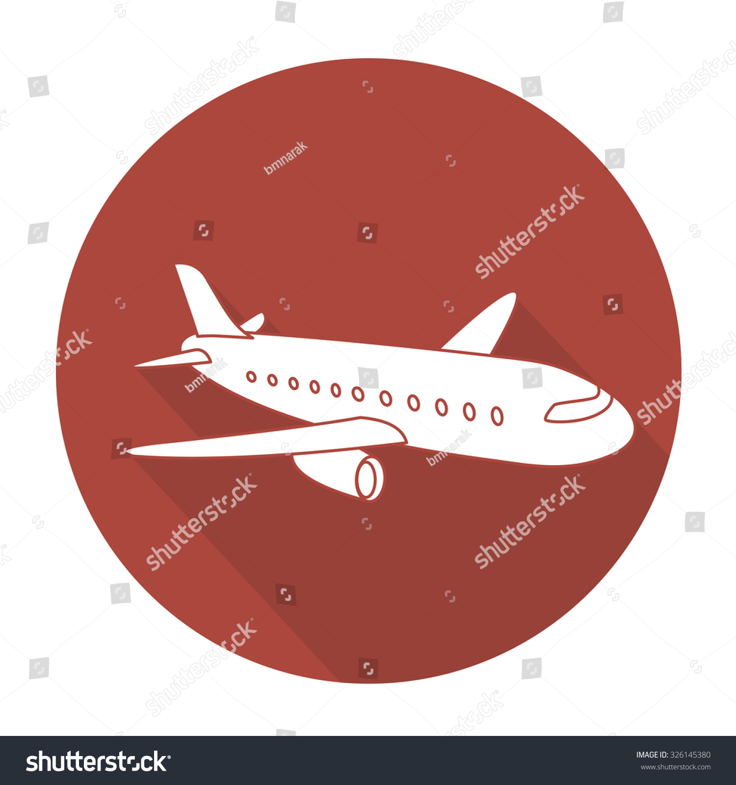 White Vector Airplane On Color Circle Stock Vector 326145380 - Shutterstock
