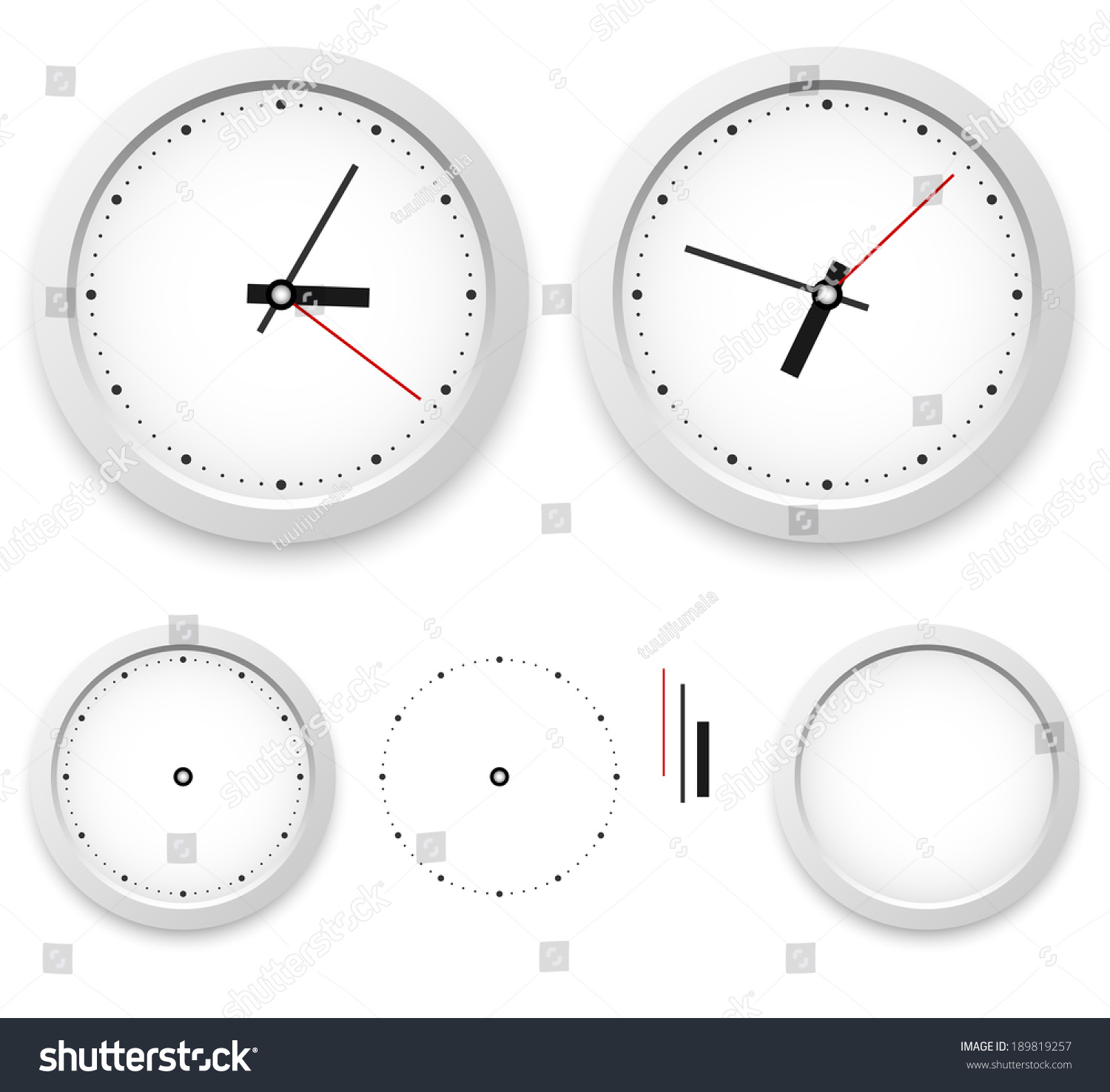 White Wall Clock Vector Template Isolated Stock Vector (Royalty Free ...