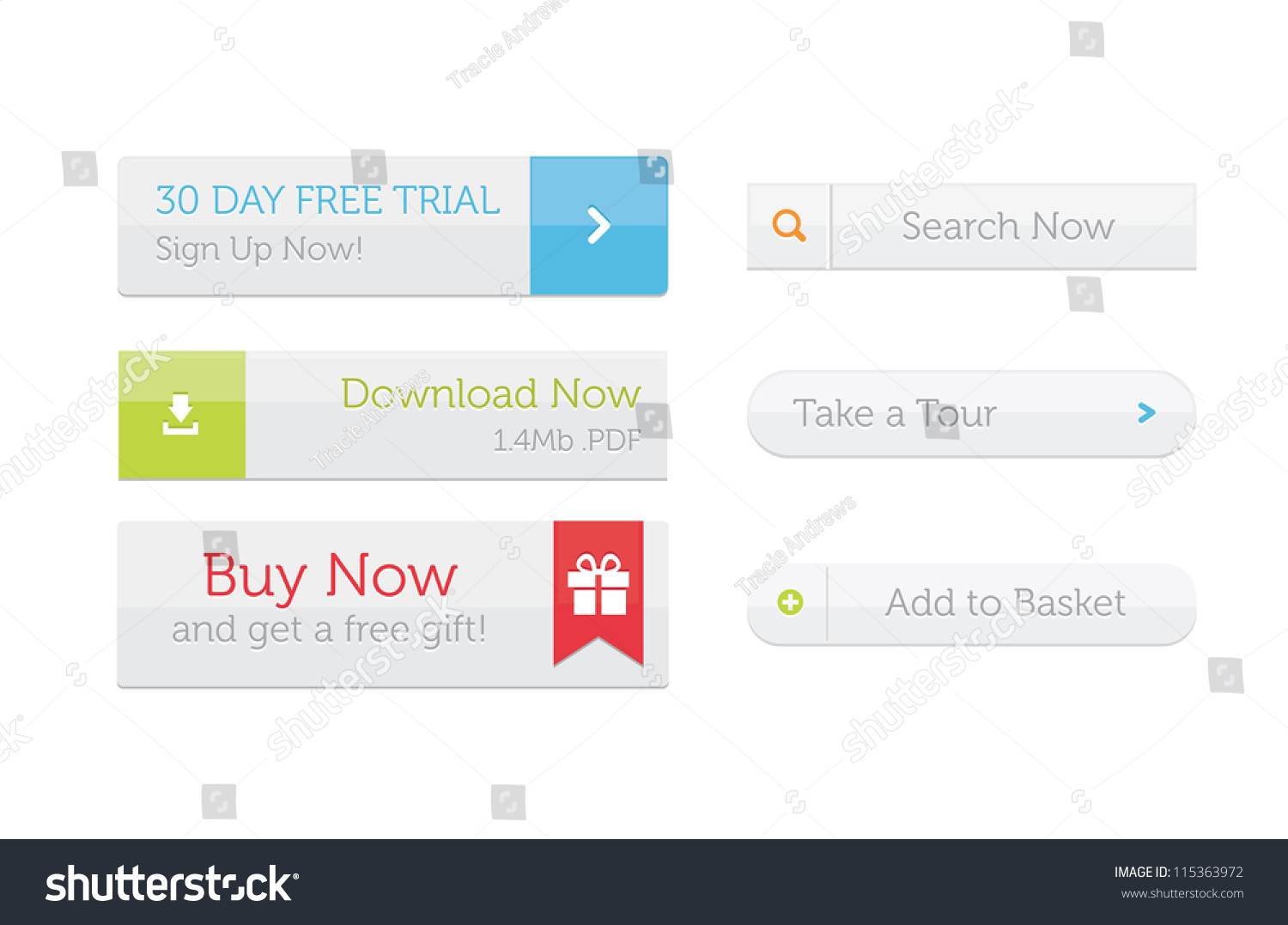 White Web Buttons Set Eps8 Flat Stock Vector (Royalty Free) 115363972