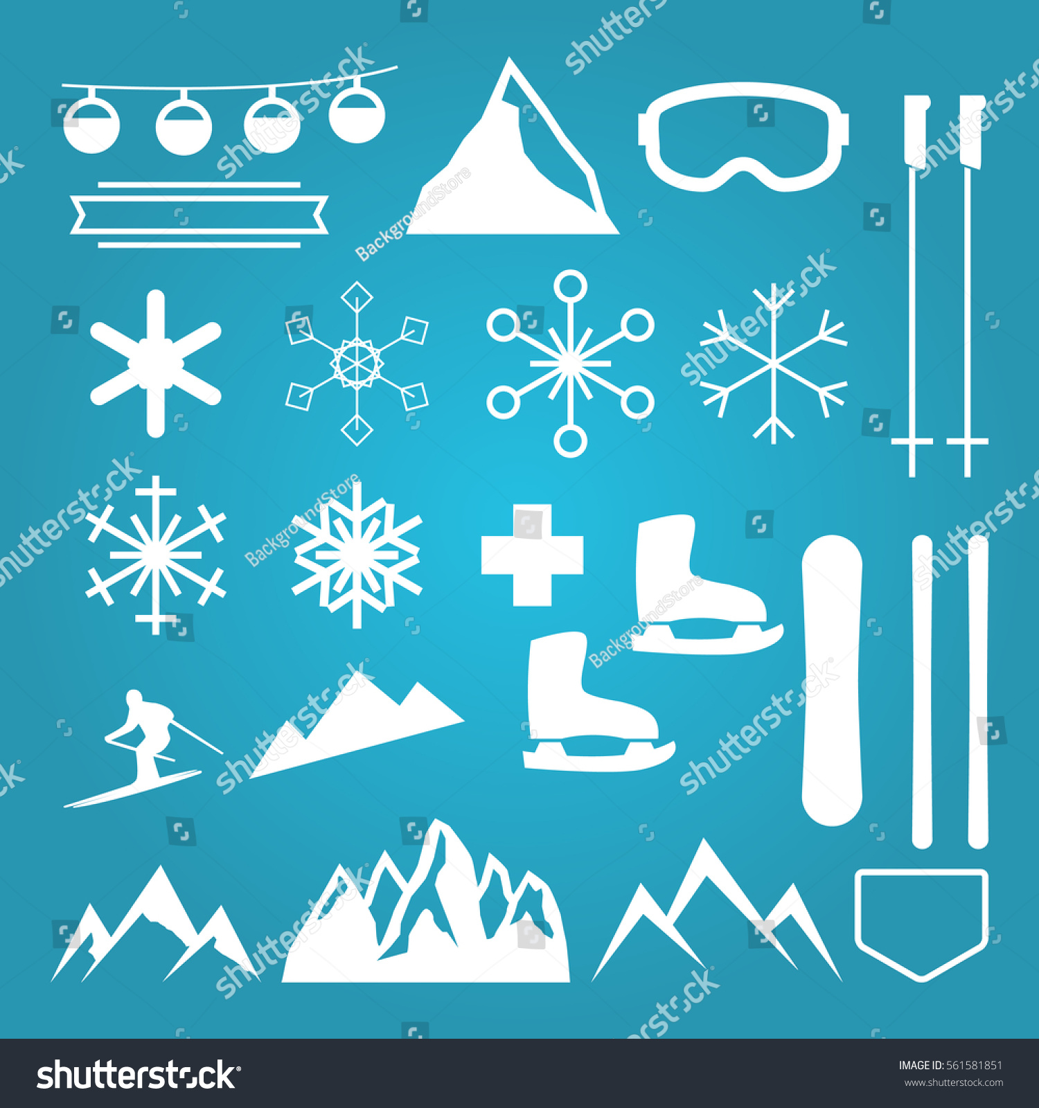 White Winter Sports Vector Elements Set Stock Vector (Royalty Free ...