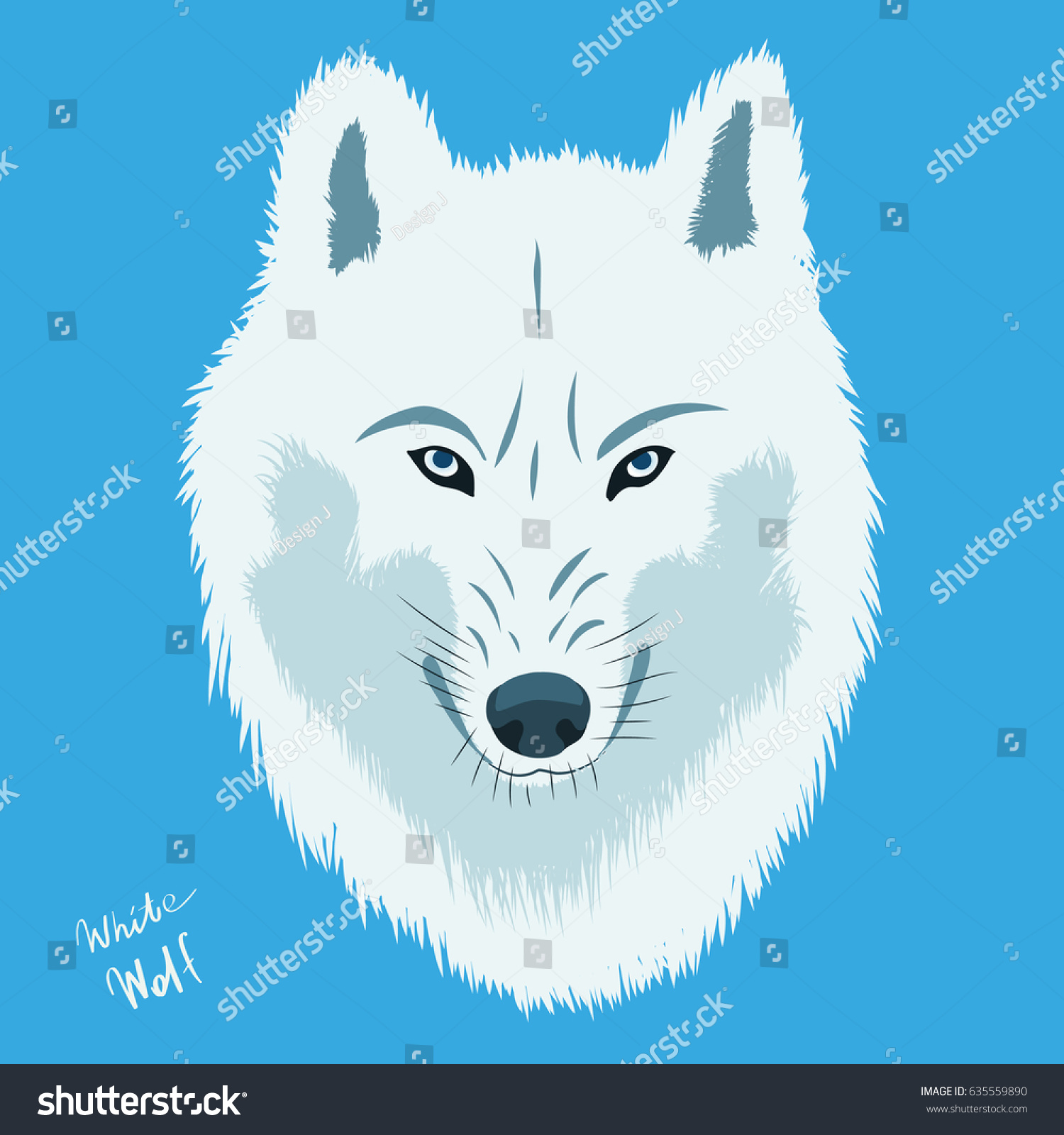 White Wolfs Head Flat Style Stock Vector (Royalty Free) 635559890 ...