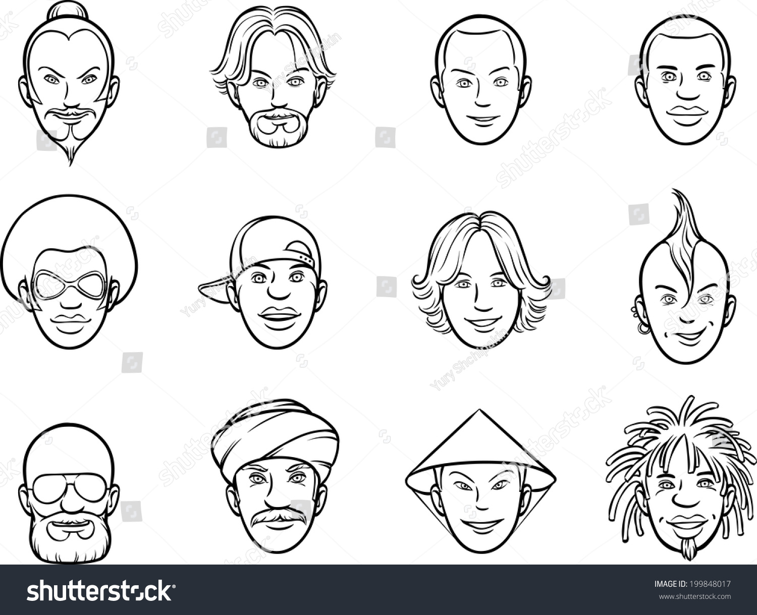 Whiteboard Drawing Cartoon Avatar Eccentric Faces Stock Vector (Royalty ...
