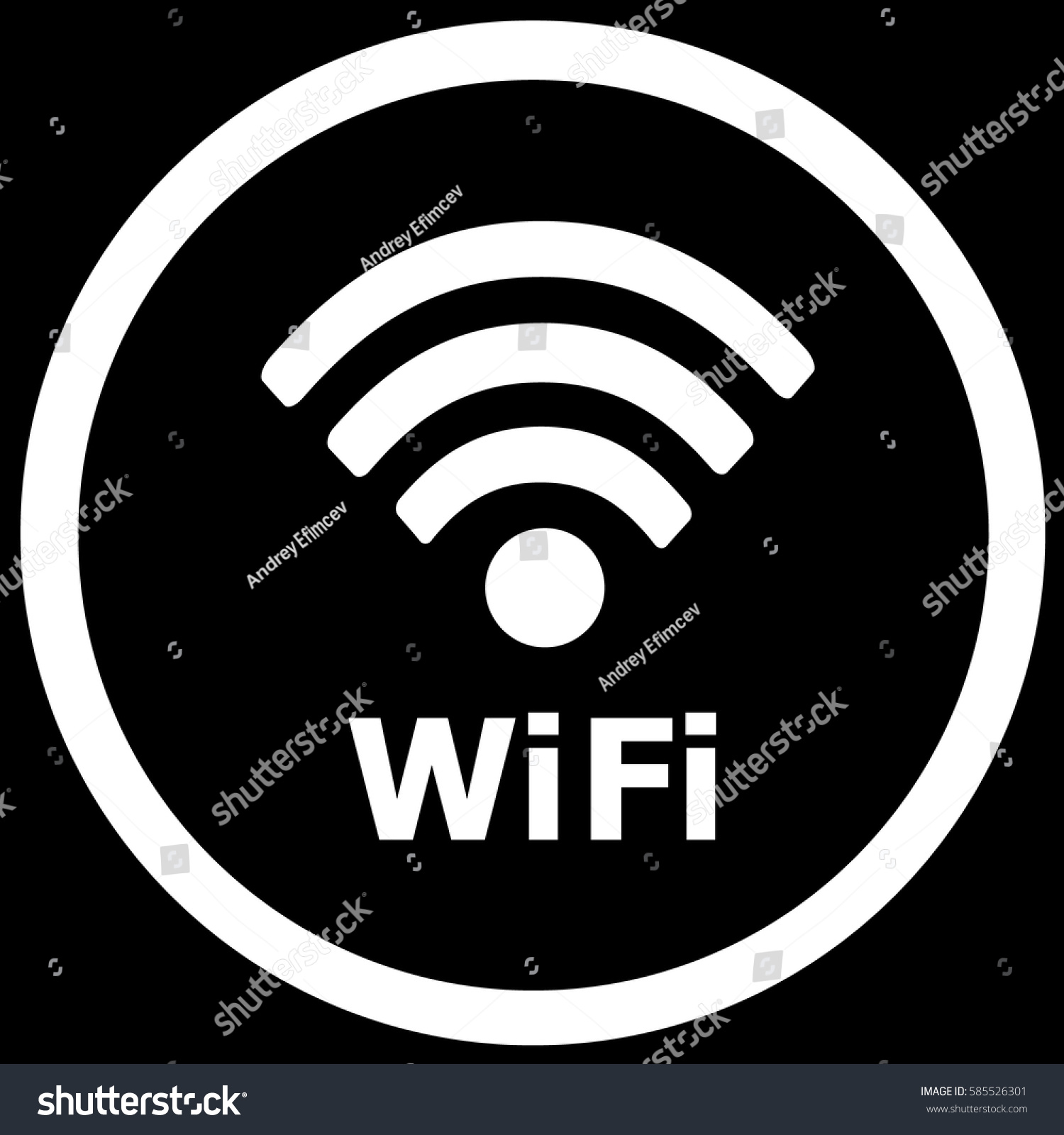 Wifi Sign Black Vector: vector de stock (libre de regalías) 585526301 ...