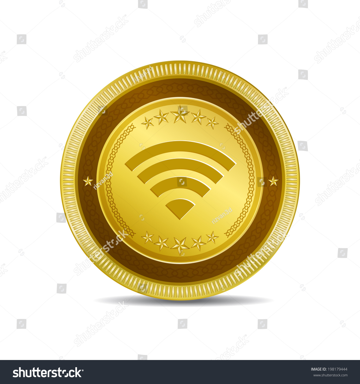 Wifi Circular Vector Gold Web Icon: เวกเตอร์สต็อก (ปลอดค่าลิขสิทธิ์ ...