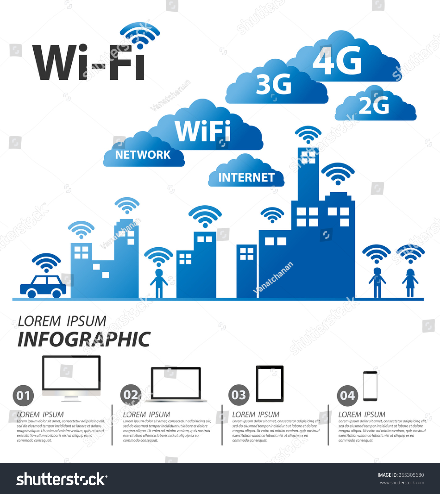 Wifi Vector Internet Network Infographic Concept Stock Vector (Royalty ...